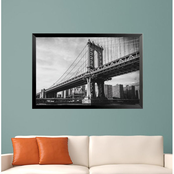 Buy Art For Less FRAMED Brooklyn Bridge NYC - Iconic By GCShutter 34x22 ...