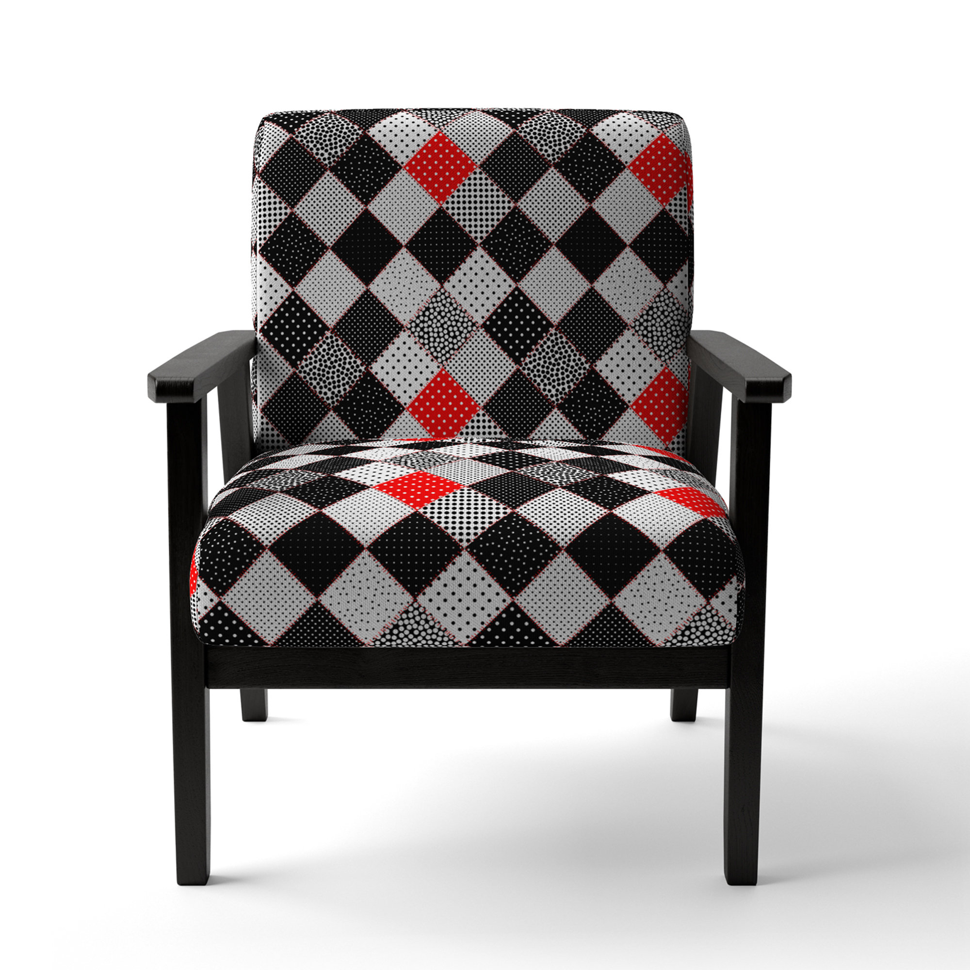 Dakota Fields Black And White Patchwork - Upholstered Patterned Accent ...
