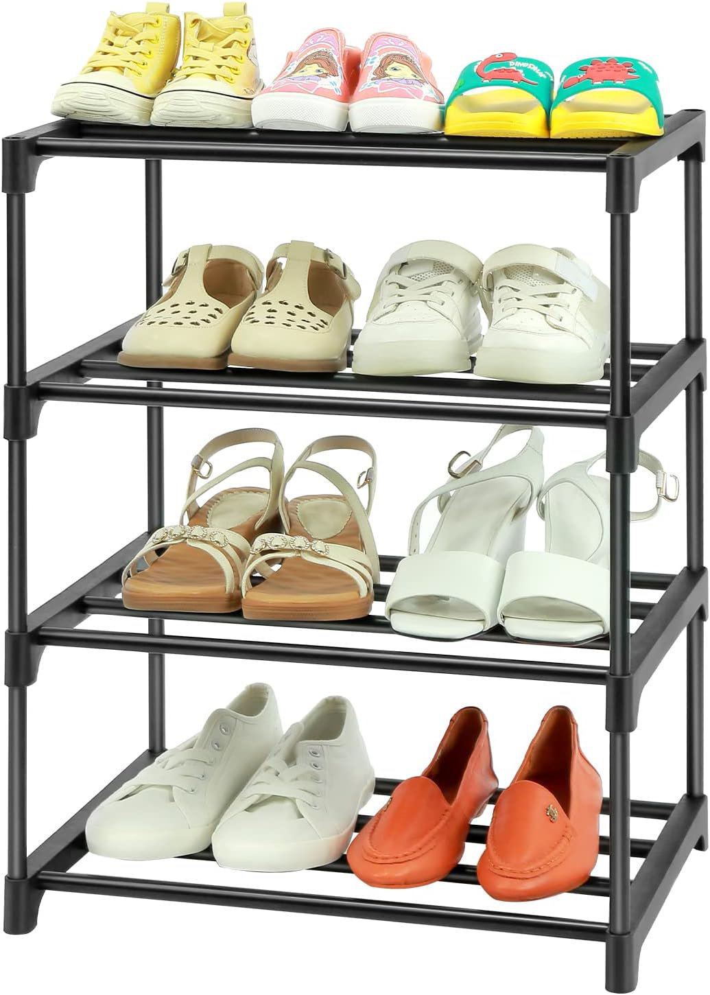 Rebrilliant 4-Tier Small Shoe Racks, Narrow Shoe Rack For 6-8 Pairs ...