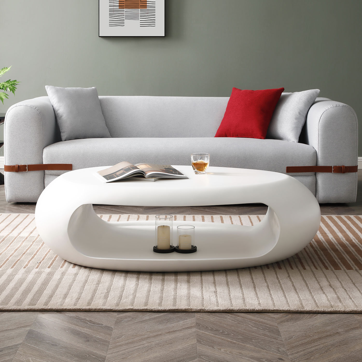 George Oliver 48.42'' Modern Oval Coffee Table, Sturdy Fiberglass ...