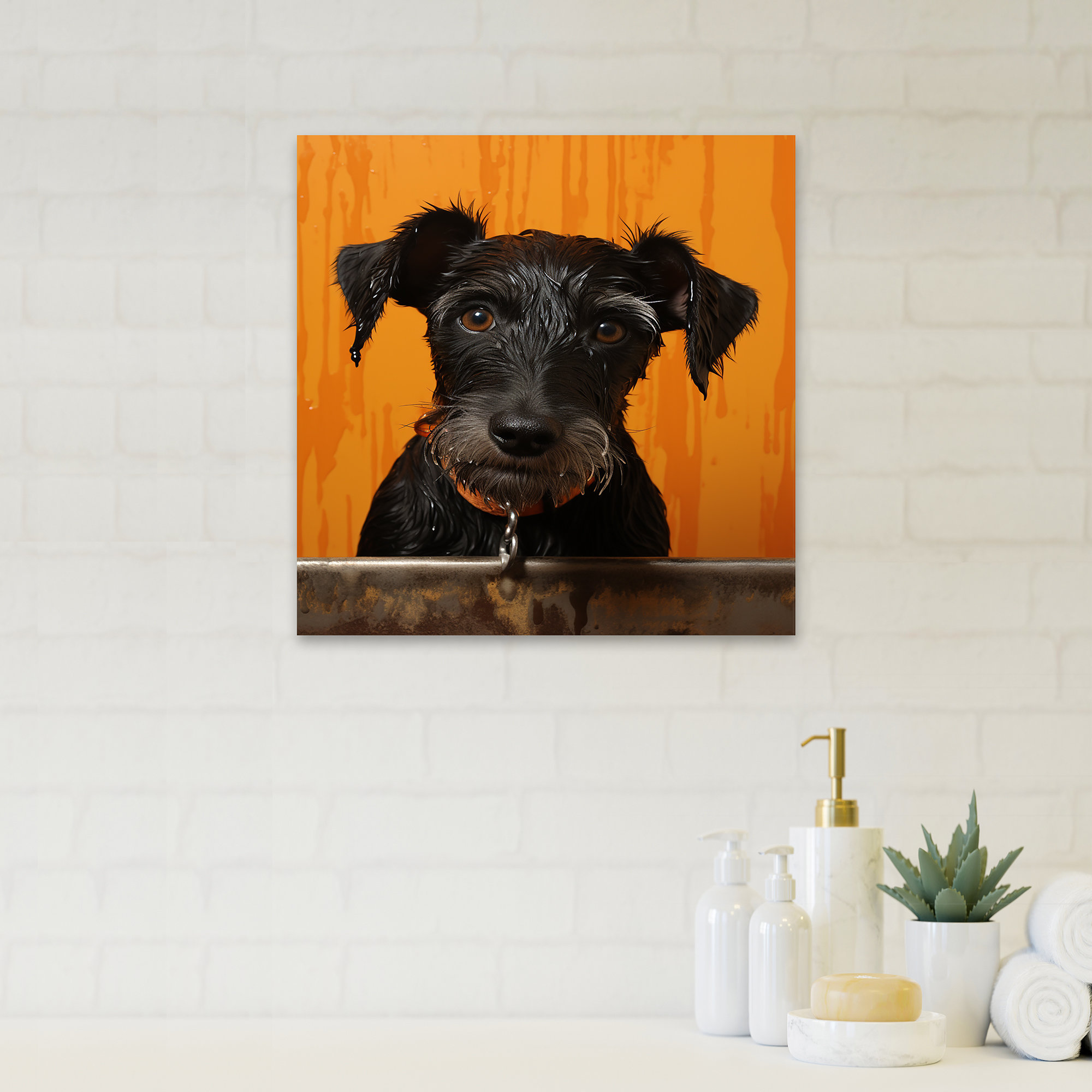 Winston Porter Black Doggy Bath Haven - Bathroom Wall Art | Wayfair