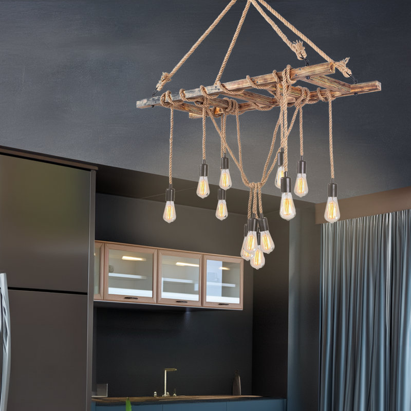 Breakwater Bay Claar 12 - Light Unique Rectangle Chandelier with Rope ...