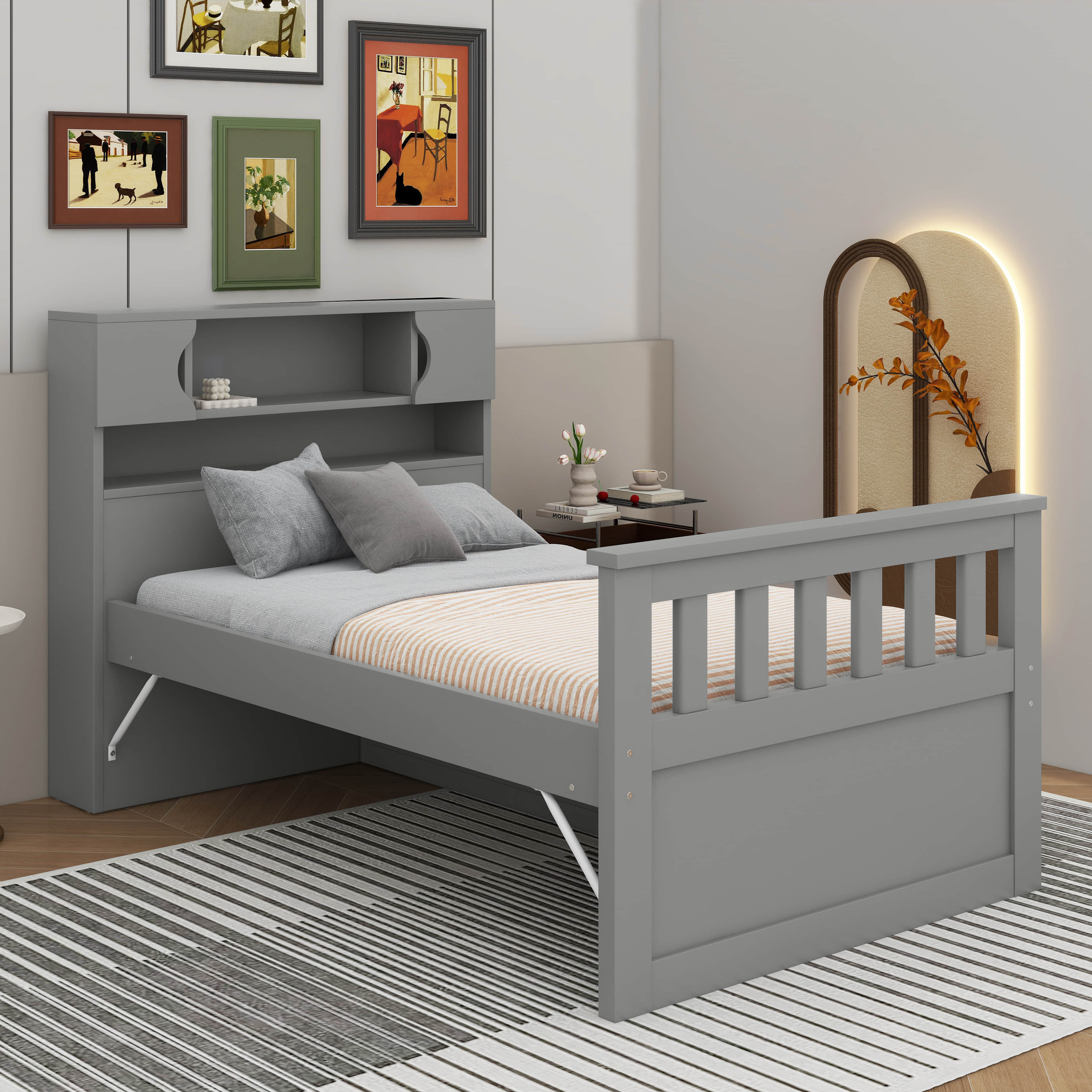 Lark Manor™ Twin Size Captain Platform Bed Frame With Storage Bookcases ...