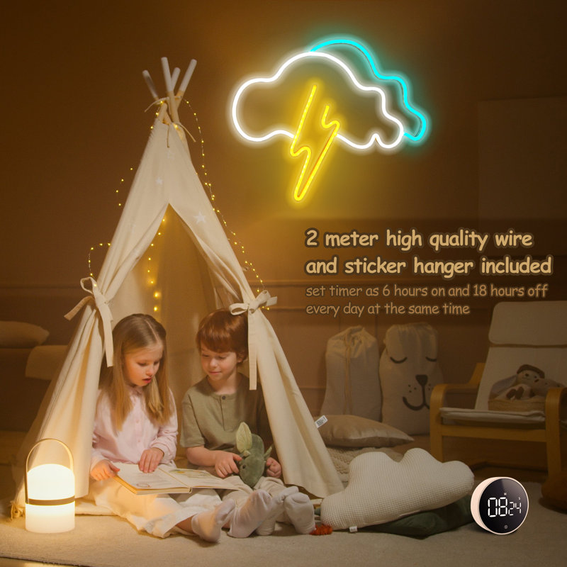 The Party Aisle™ 14" LED Novelty Cloud Neon Sign & Reviews | Wayfair