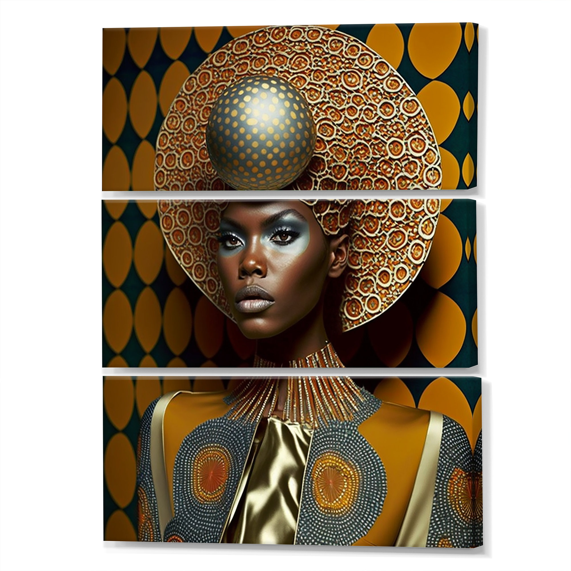 Dakota Fields Exquiste African Woman Design VI On Canvas 3 Pieces Print ...