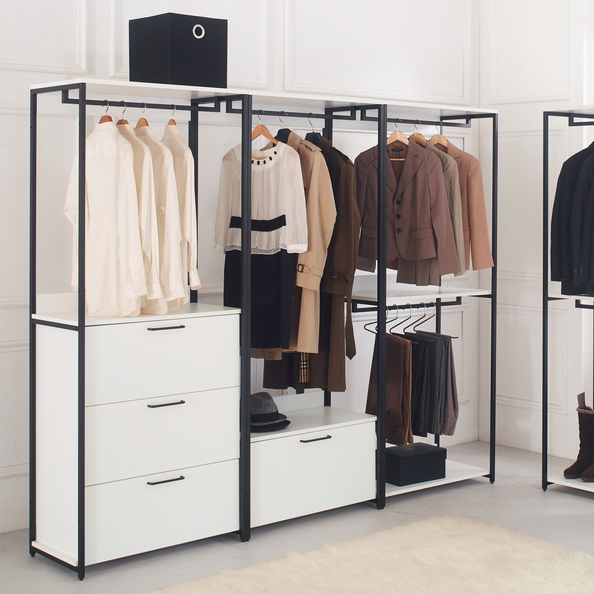 Latitude Run® Fiona White Freestanding Walk In Wood Closet System With ...
