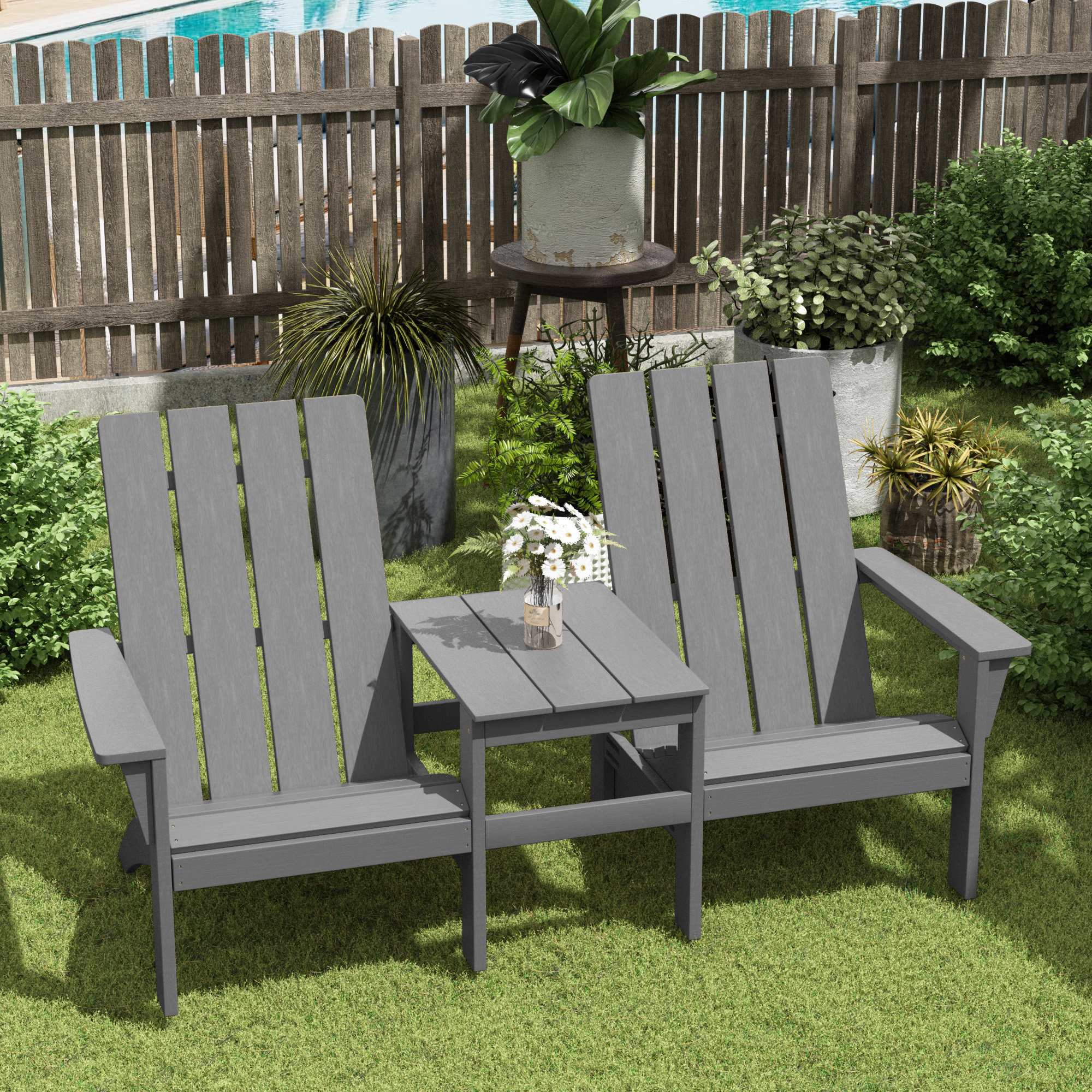 Rosecliff Heights Danese All-Weather HDPE Adirondack Loveseat Chair ...