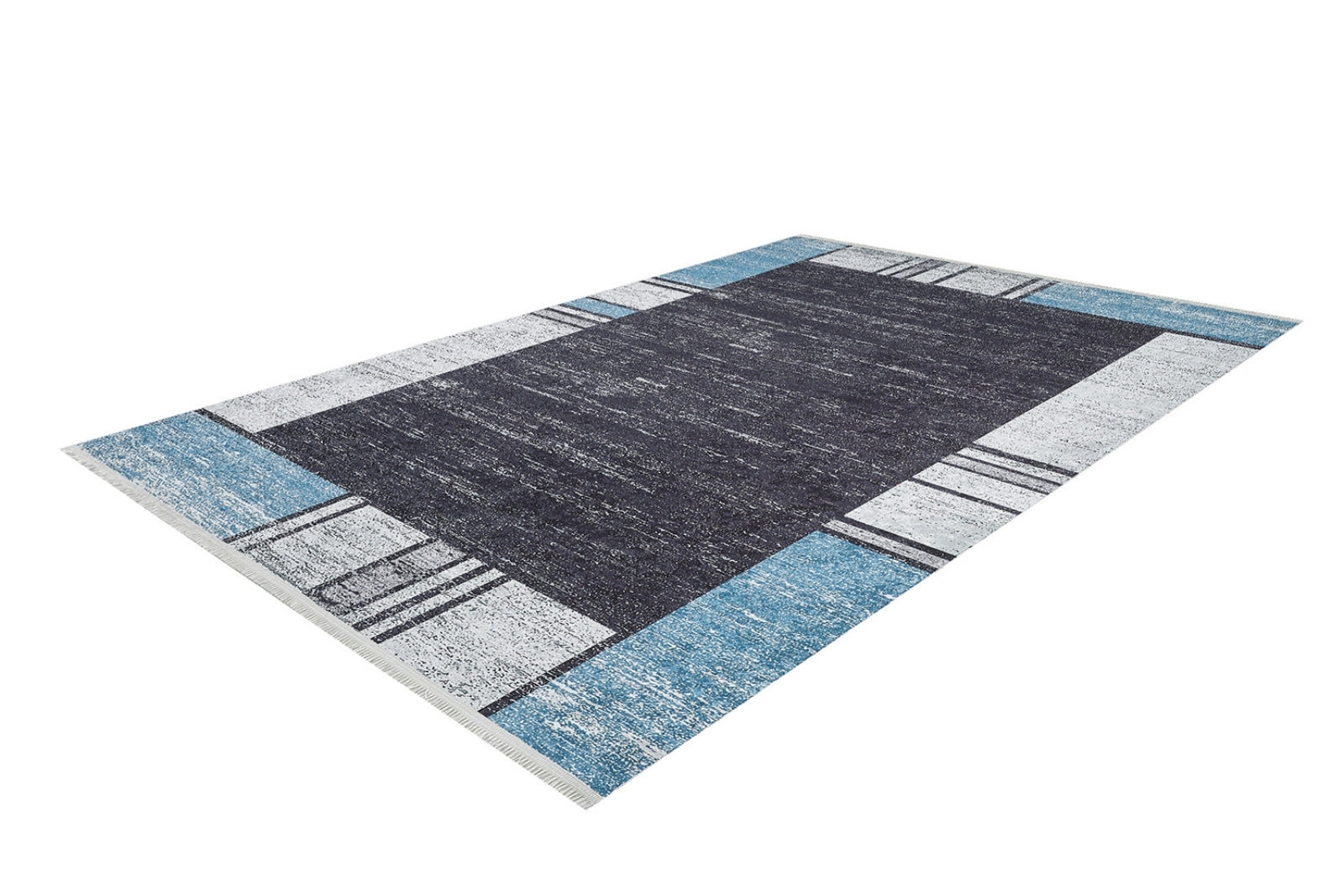 Latitude Run® Burt Blue Framed Polyester Digital Print Area Rug | Wayfair