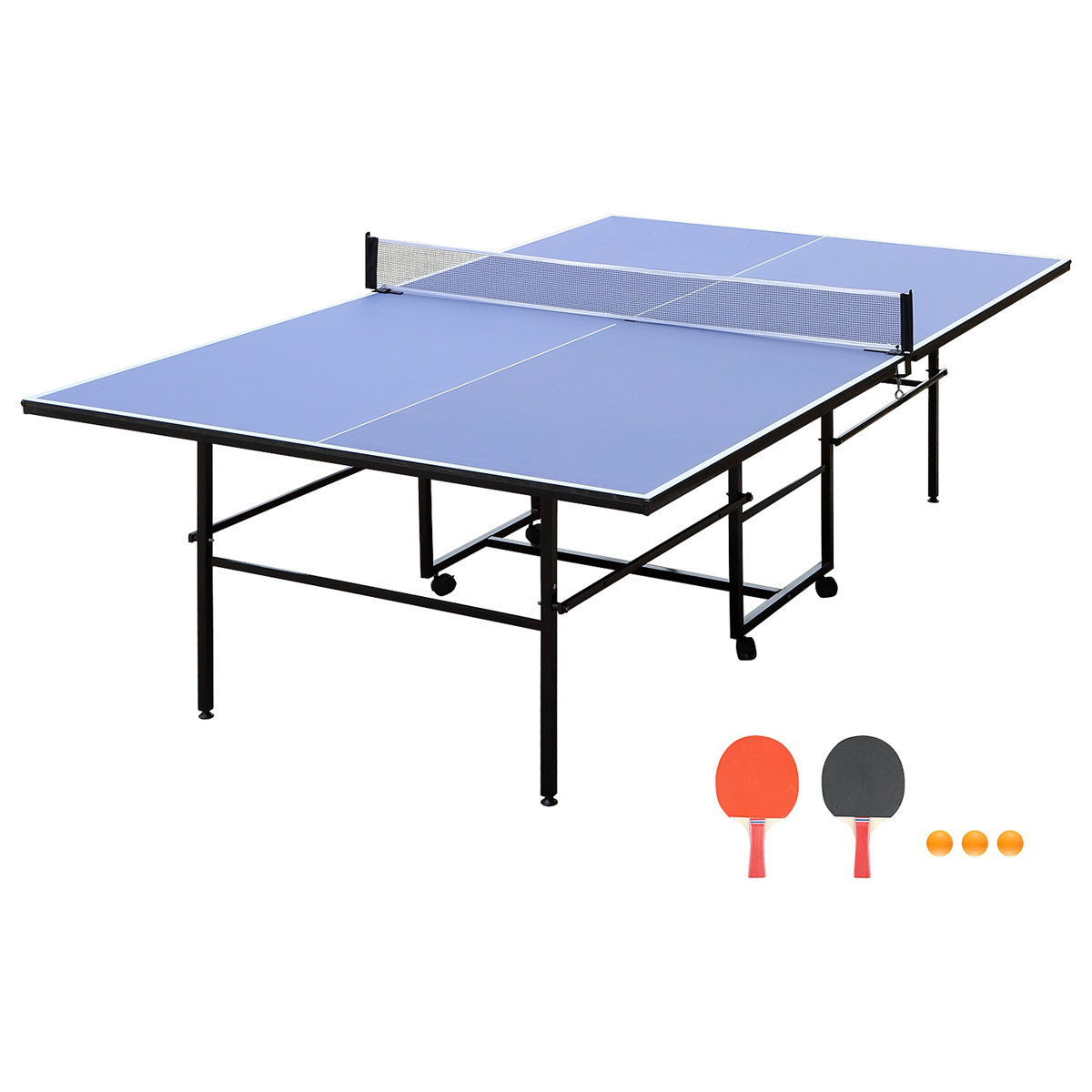 Builddecor 9Ft Mid-Size Table Tennis Table Foldable & Portable Ping ...