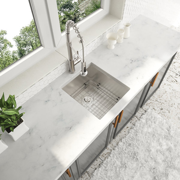COUOKO 15'' x 17" Undermount Single Bowl Stainless Steel Bar Kitchen ...