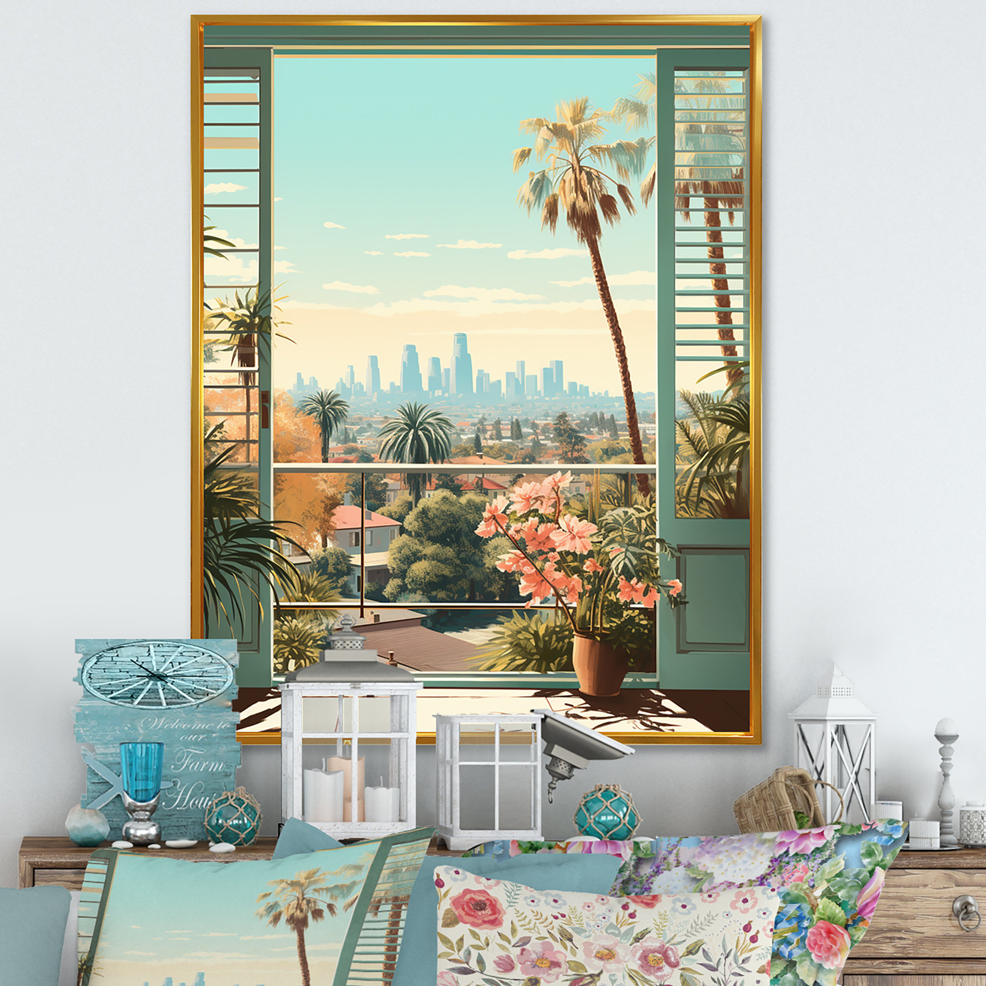 Bay Isle Home™ Vintage Los Angeles Windows View 4 - Farmhouse Windows Wall Art - Wayfair Canada