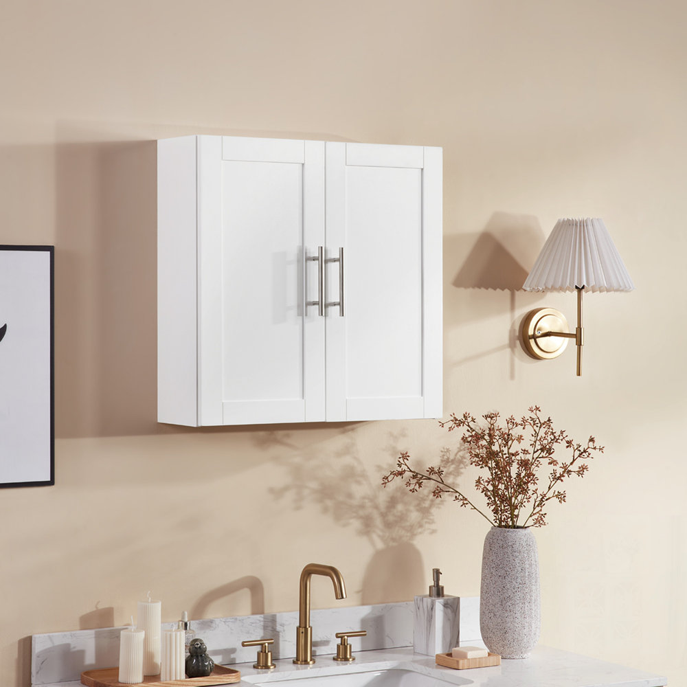 Ebern Designs Wooden Wall-Mounted Cabinet with Adjustable Shelves and ...