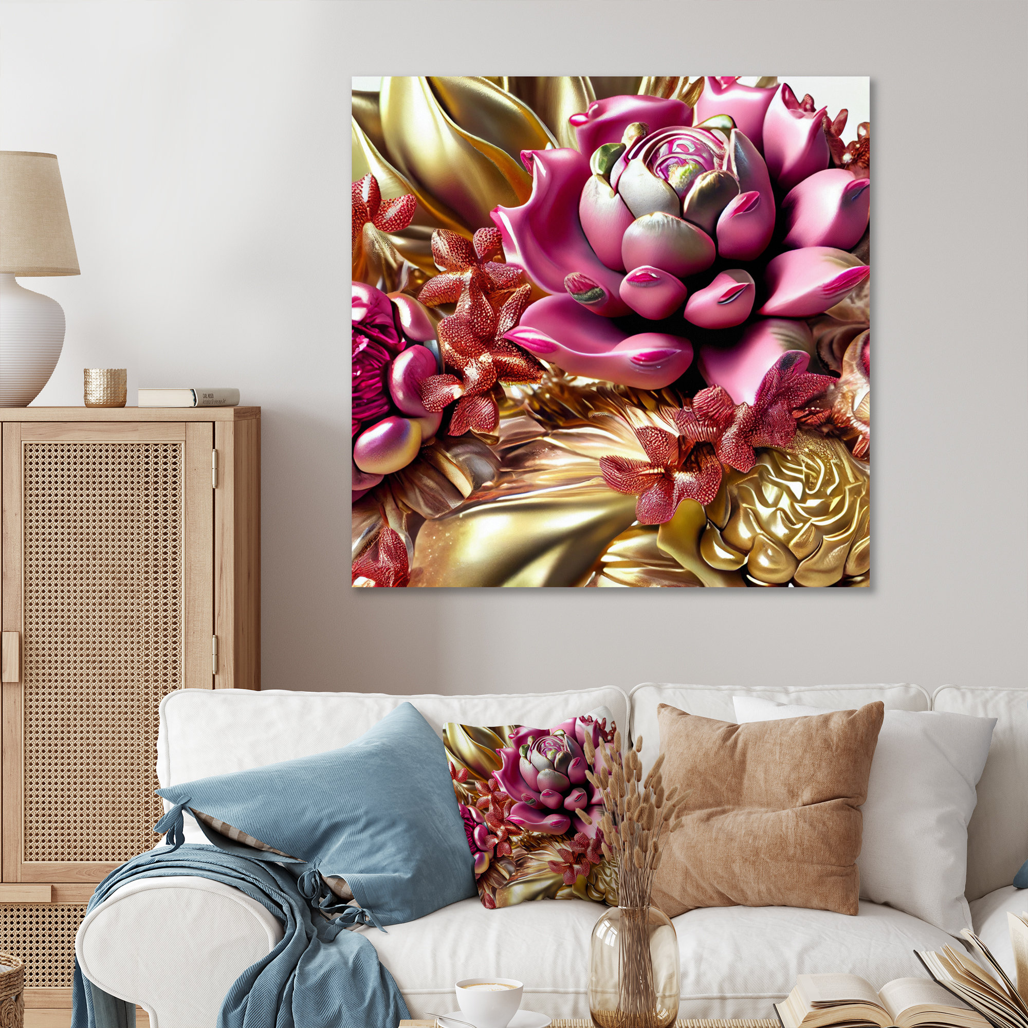 Mercer41 Exquisite Pink And Gold Glam Roses | Wayfair