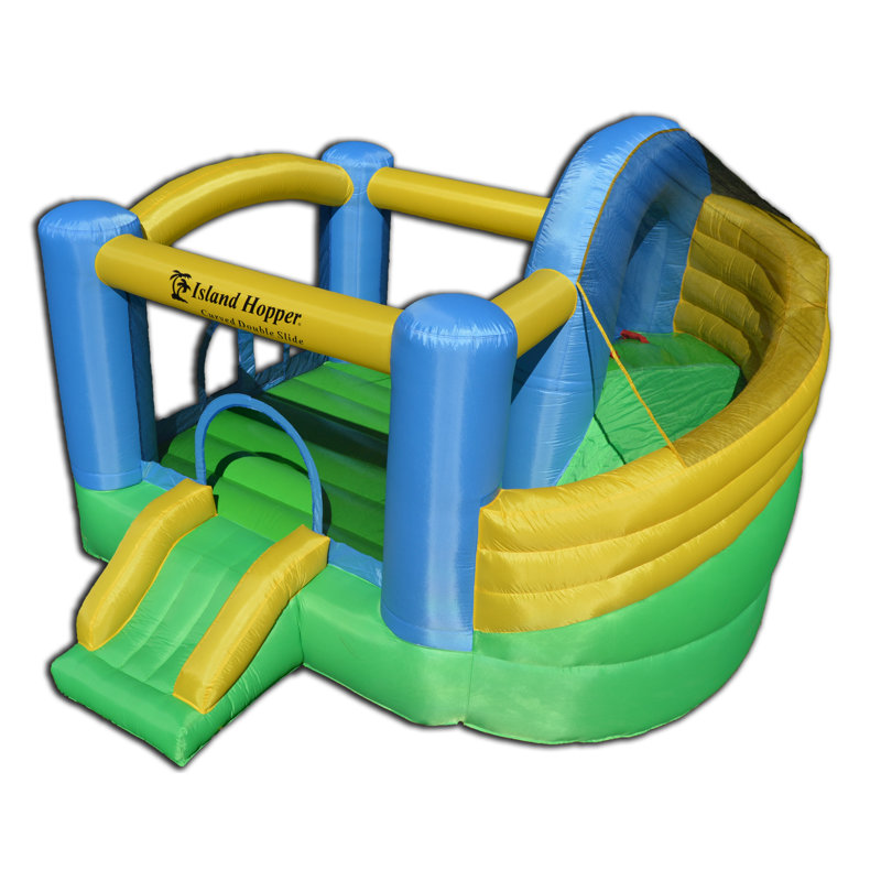 Island Hopper Curved Double Slide Recreational Bounce House & Reviews ...