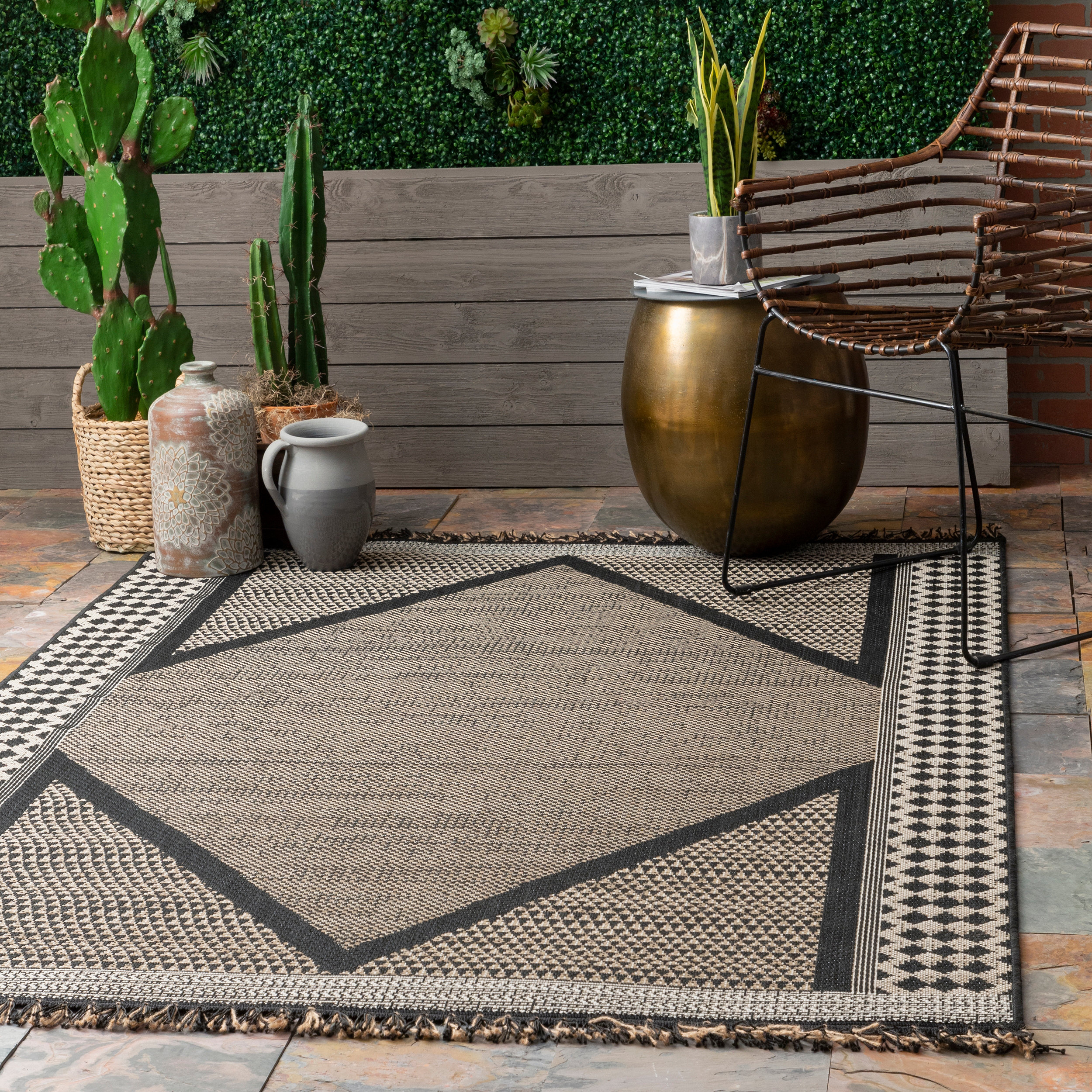 Union Rustic Rovel Geometric Grey Indoor/Outdoor Area Rug & Reviews ...
