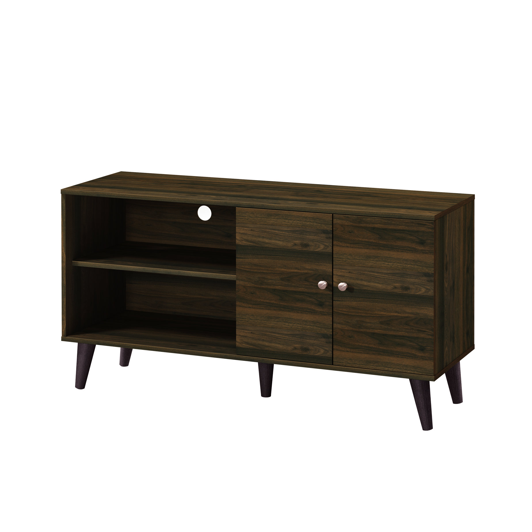 George Oliver Walnut Tv Cabinet With Functional Storage, Suits Tvs Up ...