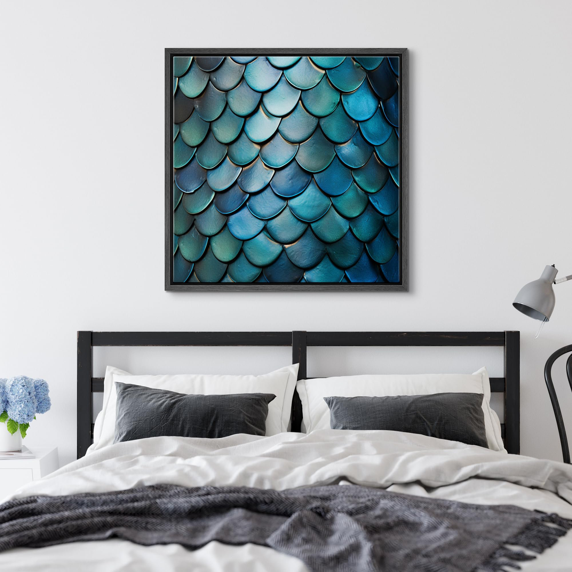 wall26 Textured Teal Fish Scales Close-up Mermaid Scale Illustrations ...