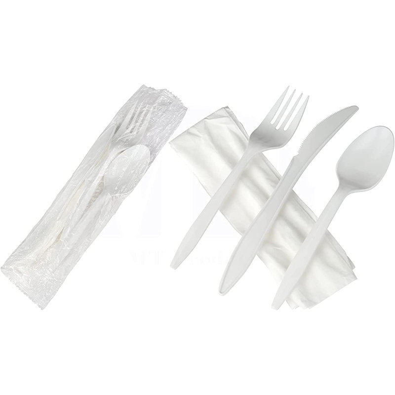 MT Products Disposable White Cutlery Set Individually Wrapped | Wayfair
