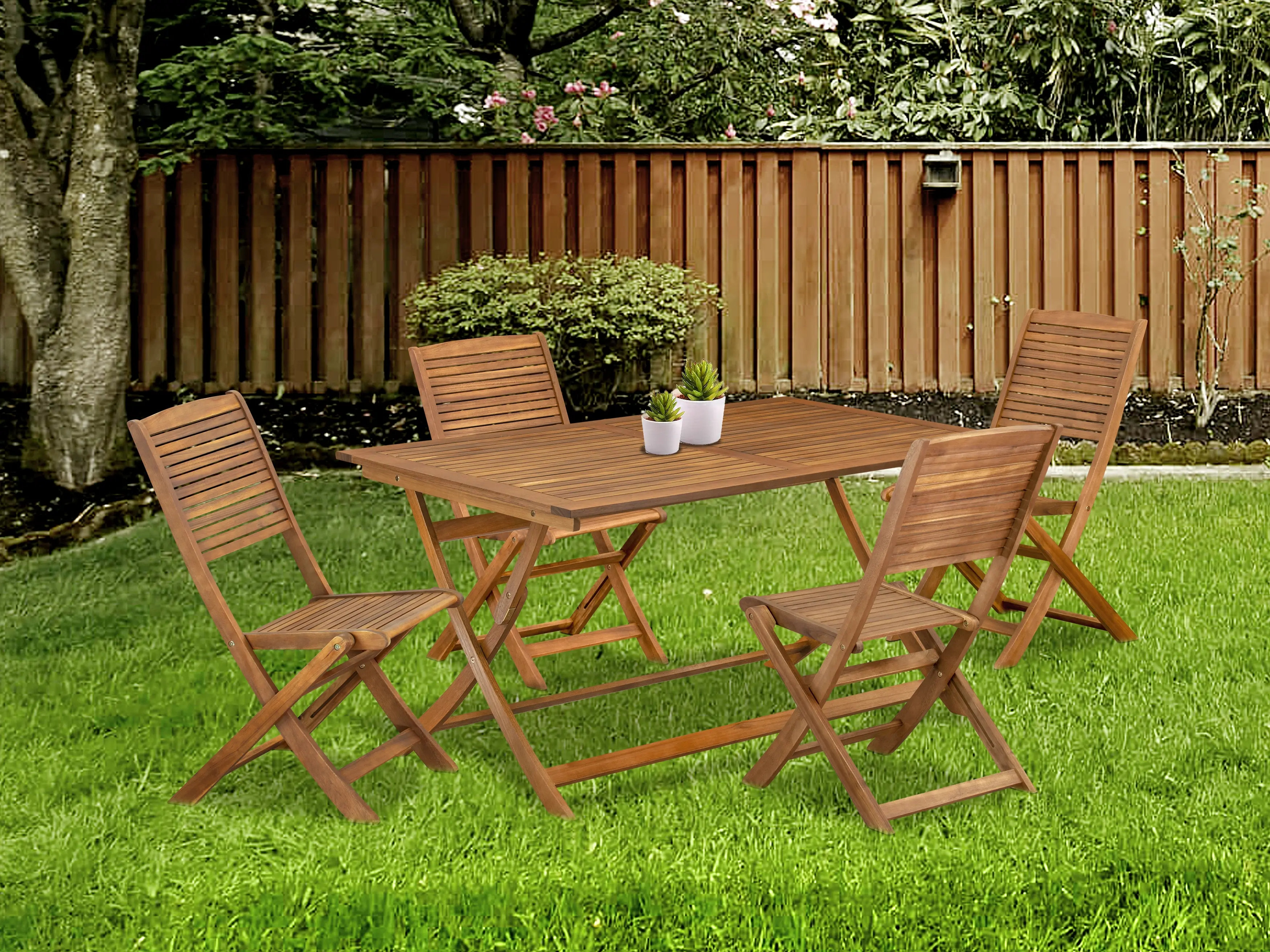 Winston Porter 5 Piece Patio Garden Table Set Includes a Rectangle ...