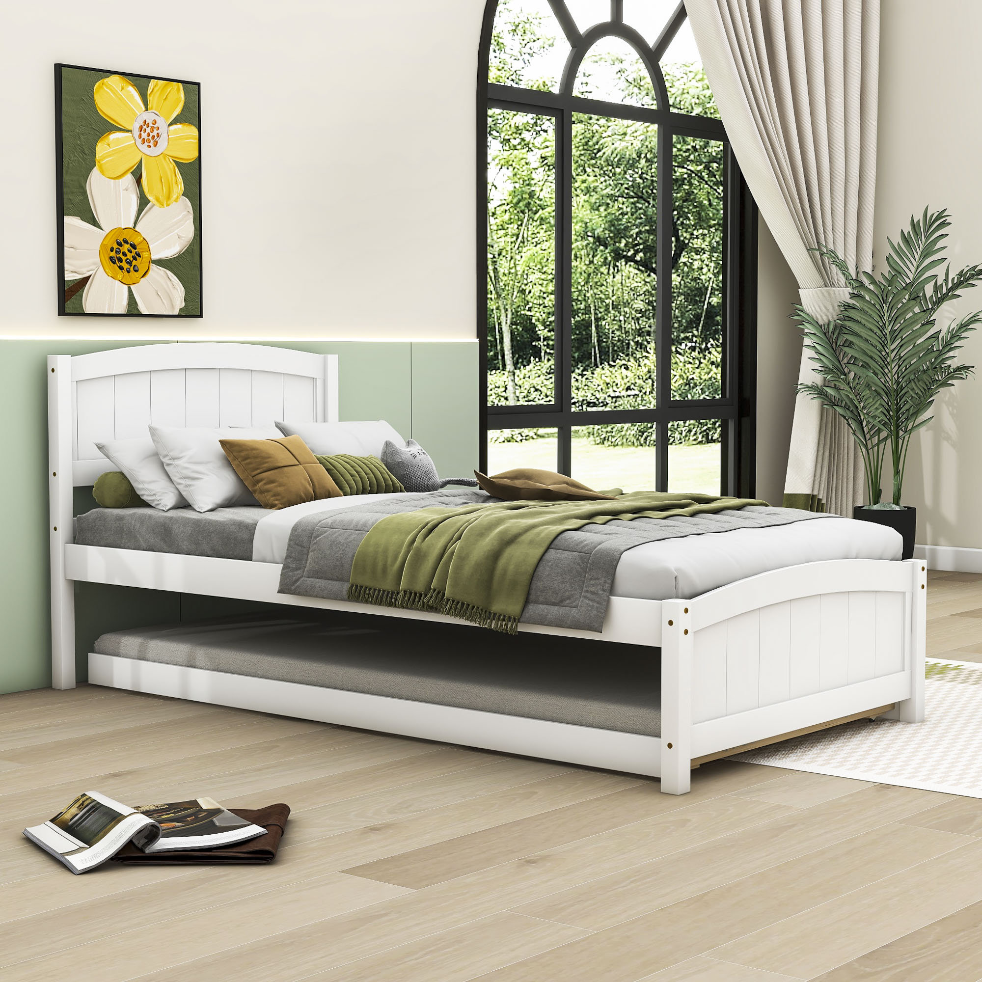 Red Barrel Studio® Twin Platform Bed with Trundle "& Reviews" | Wayfair