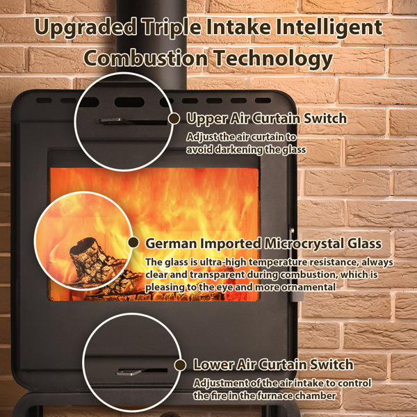 BrooveWave 3200 Square Feet Direct Vent Freestanding Wood Burning Stove ...