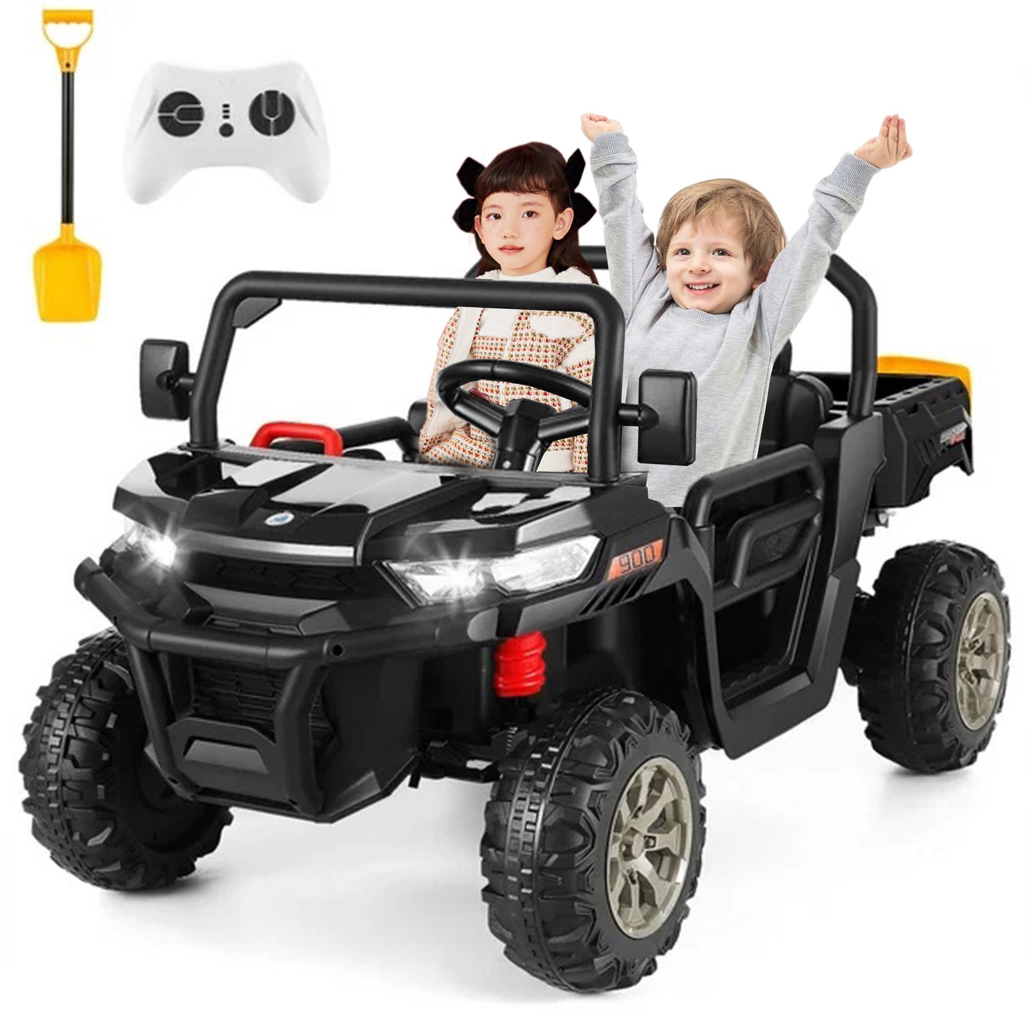 DreamDwell Home 4 Wheels 24V Ride on Dump Truck Toys 2 Seater Kids Ride ...
