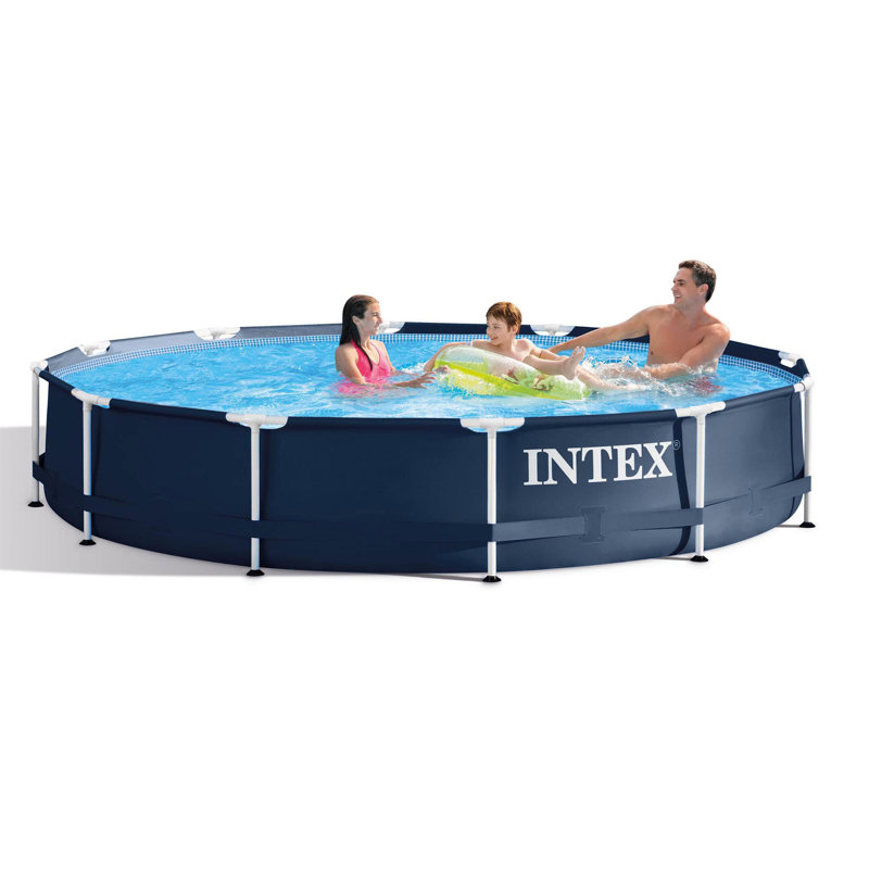 Intex Metal Frame Round Above Ground Swimming Pool w/Pump & Reviews ...