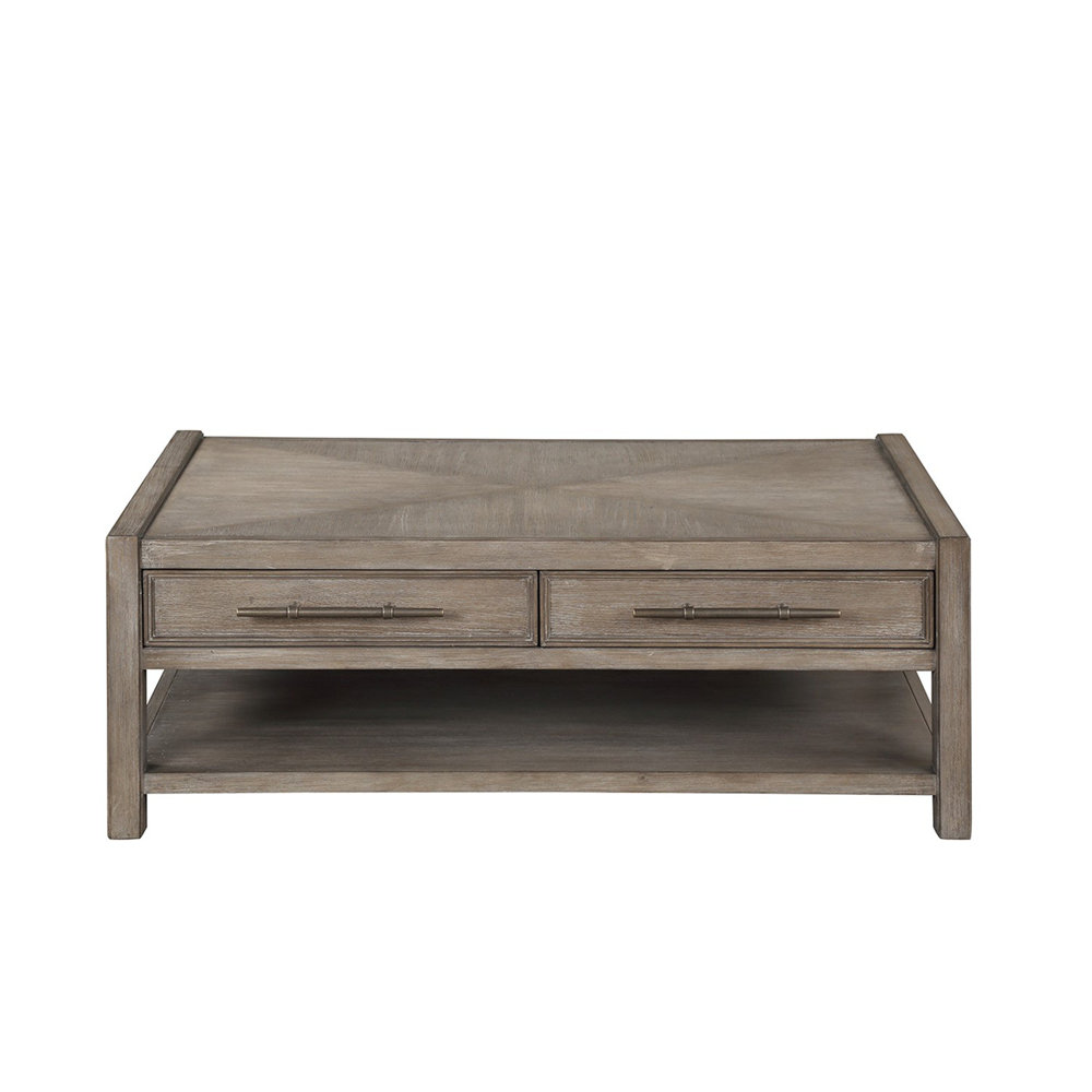 Gracie Oaks 50 inch Coffee Table, No Assembly Required, White Oak Finish | Wayfair