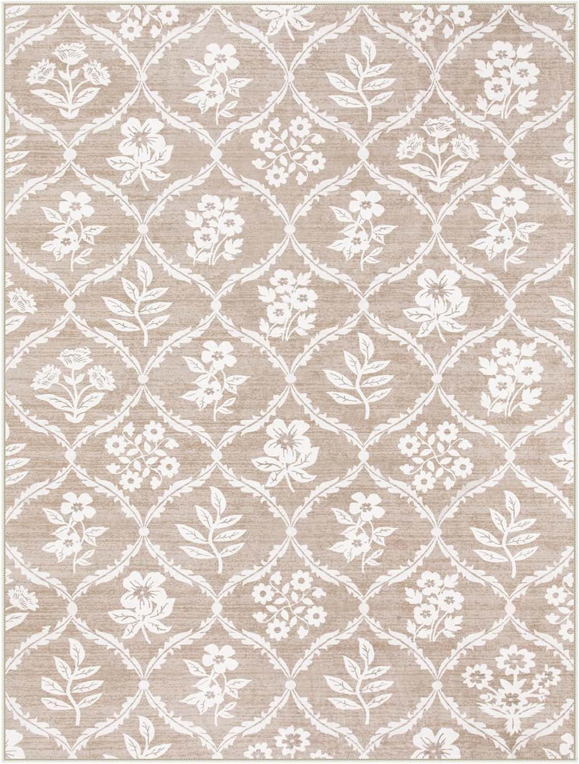Hokku Designs Washable Area Rugs 9X12 Living Room, Non-Slip Soft Floral ...