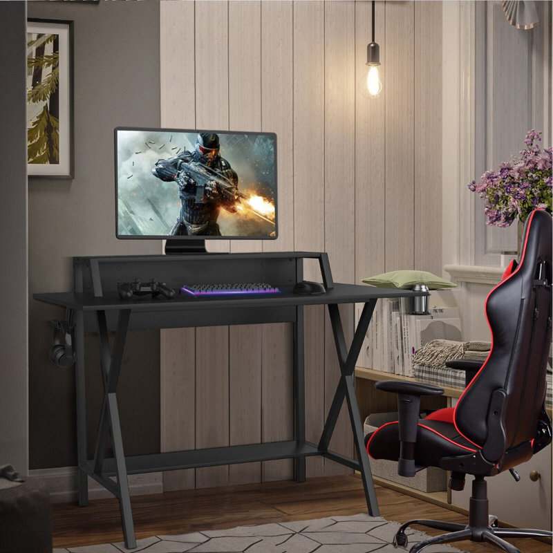 Inbox Zero X- Shaped Ergonomic Gaming Computer Desk | Wayfair.co.uk