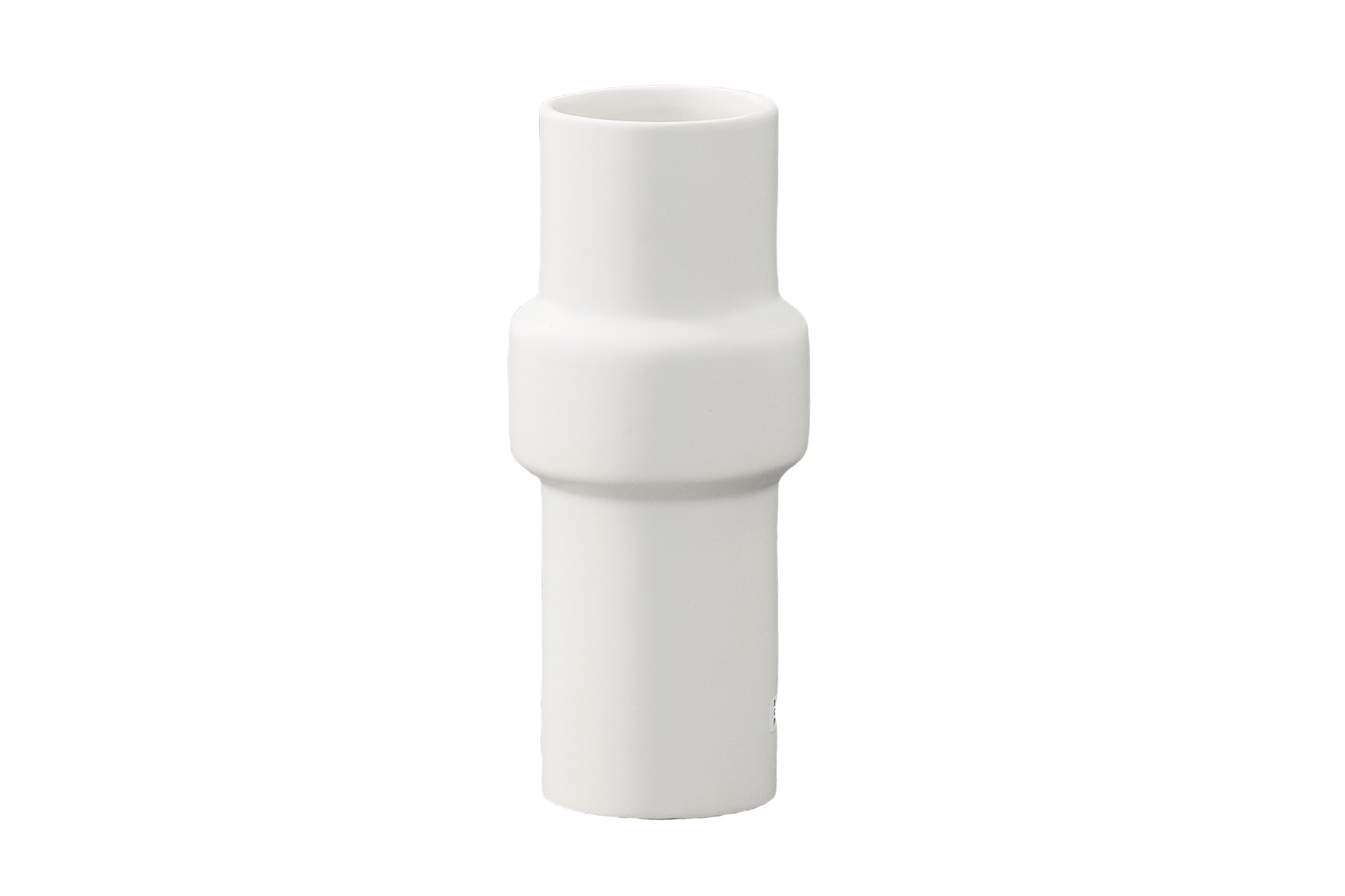 Ebern Designs Ceramic Round Pipe Vase Matte Finish White | Wayfair