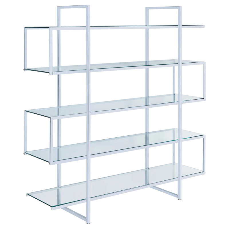Brayden Studio® Elmer Clear/Chrome 5-Shelf Bookcase | Wayfair