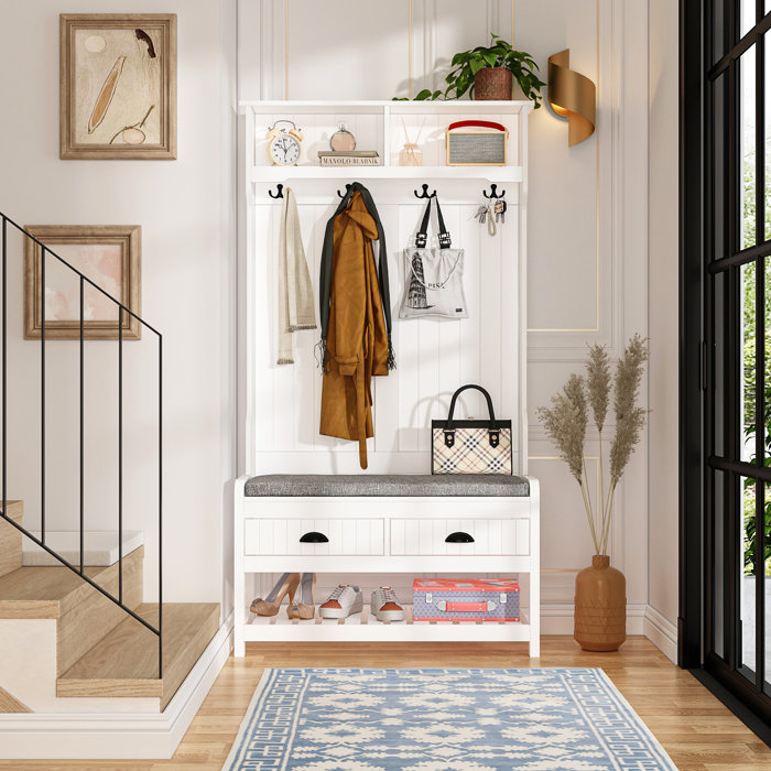 Red Barrel Studio® Modern Hall Tree with Bench and Shoe Storage ...