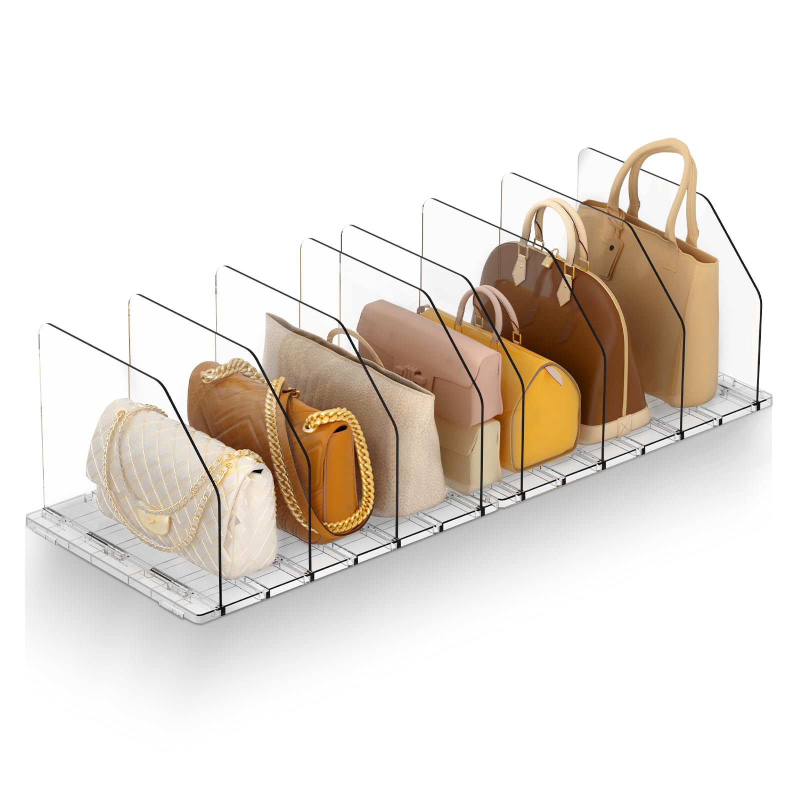 Ebern Designs Purse Organizer For Closet, Adjustable Clear Handbag ...
