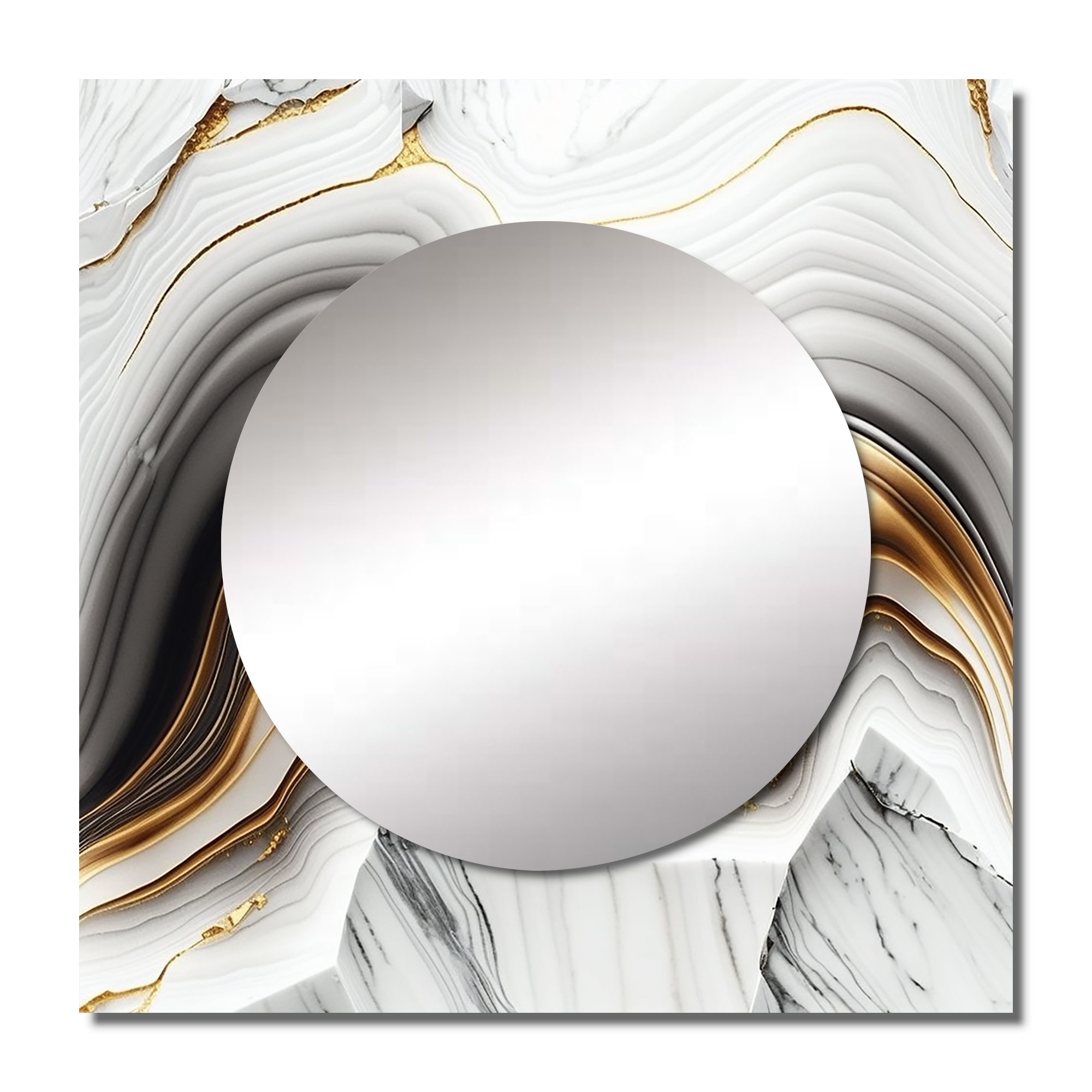 Wrought Studio™ Huipio - Abstract Large Square Mirror Wall Decor For ...