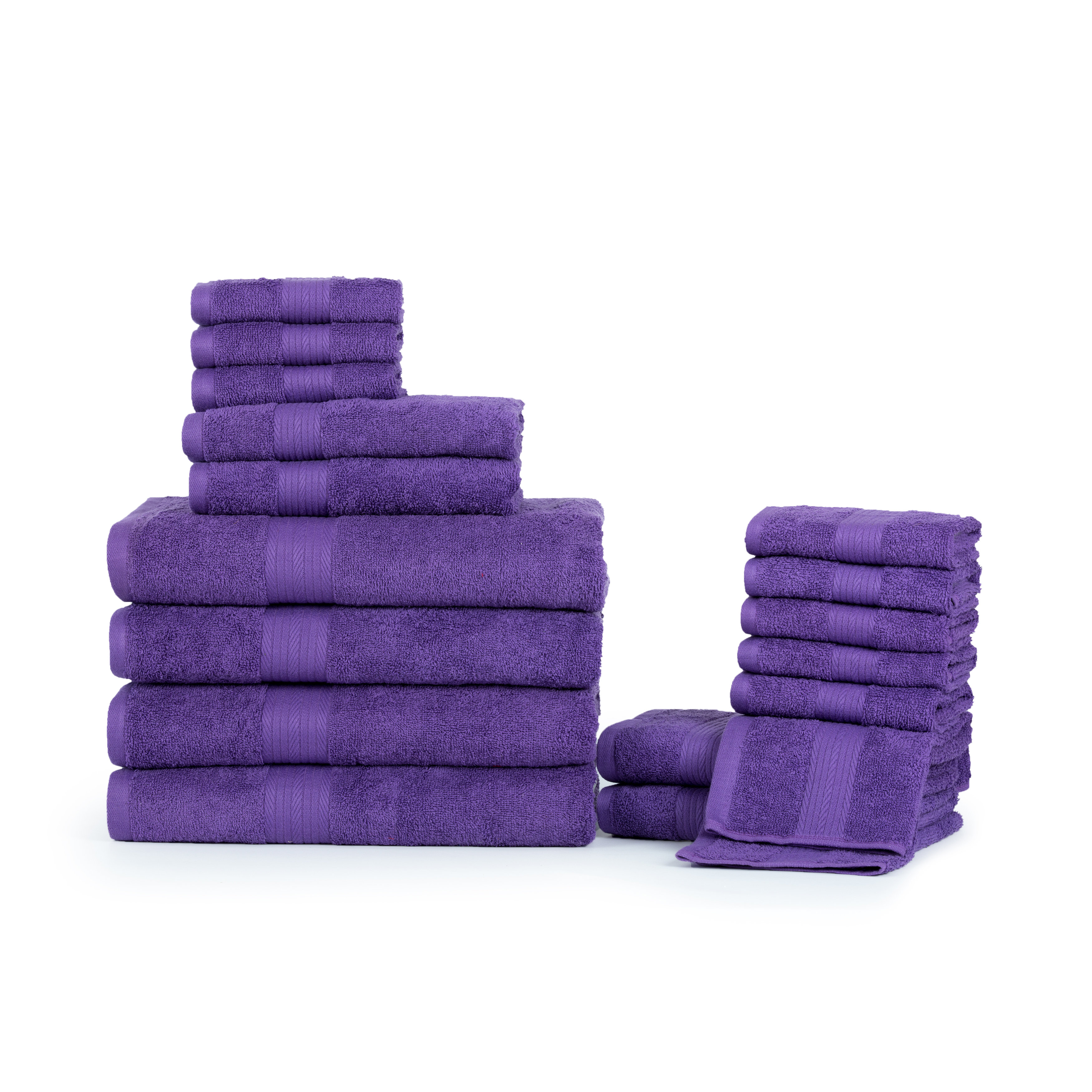 Ample Decor 100% Cotton Bathroom Towel Set of 18 Ultra Quick Drying ...