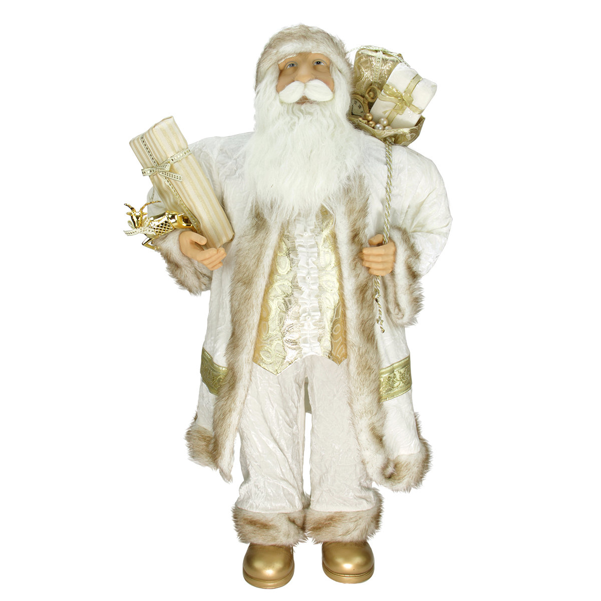 Northlight Seasonal White and Ivory Santa Claus with Gift Bag Christmas ...