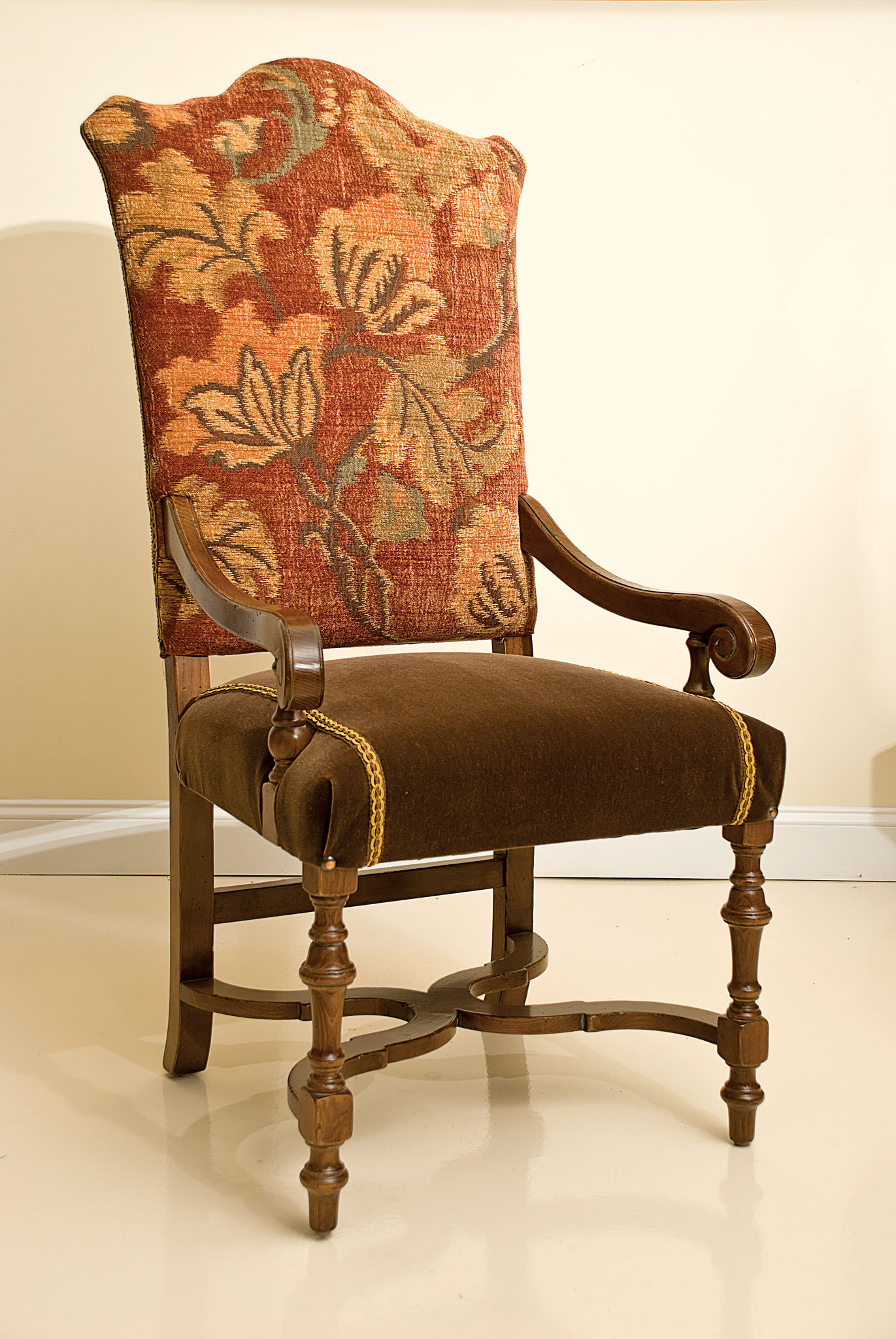 David Michael Upholstered Arm Chair in Brown/Rust | Wayfair