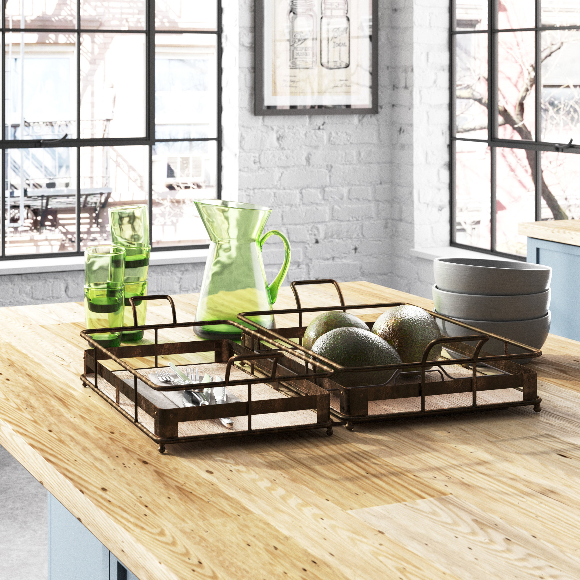 Steelside™ Diana Metal 2 Piece Tray Set | Wayfair