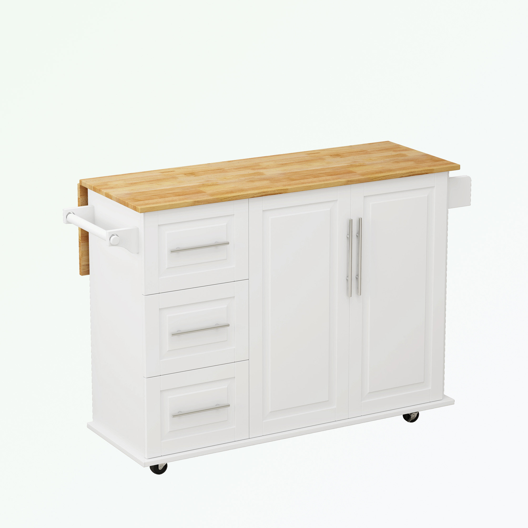 Lark Manor Kitchen Island Cart with 2 Door Cabinet and Three Drawers ...