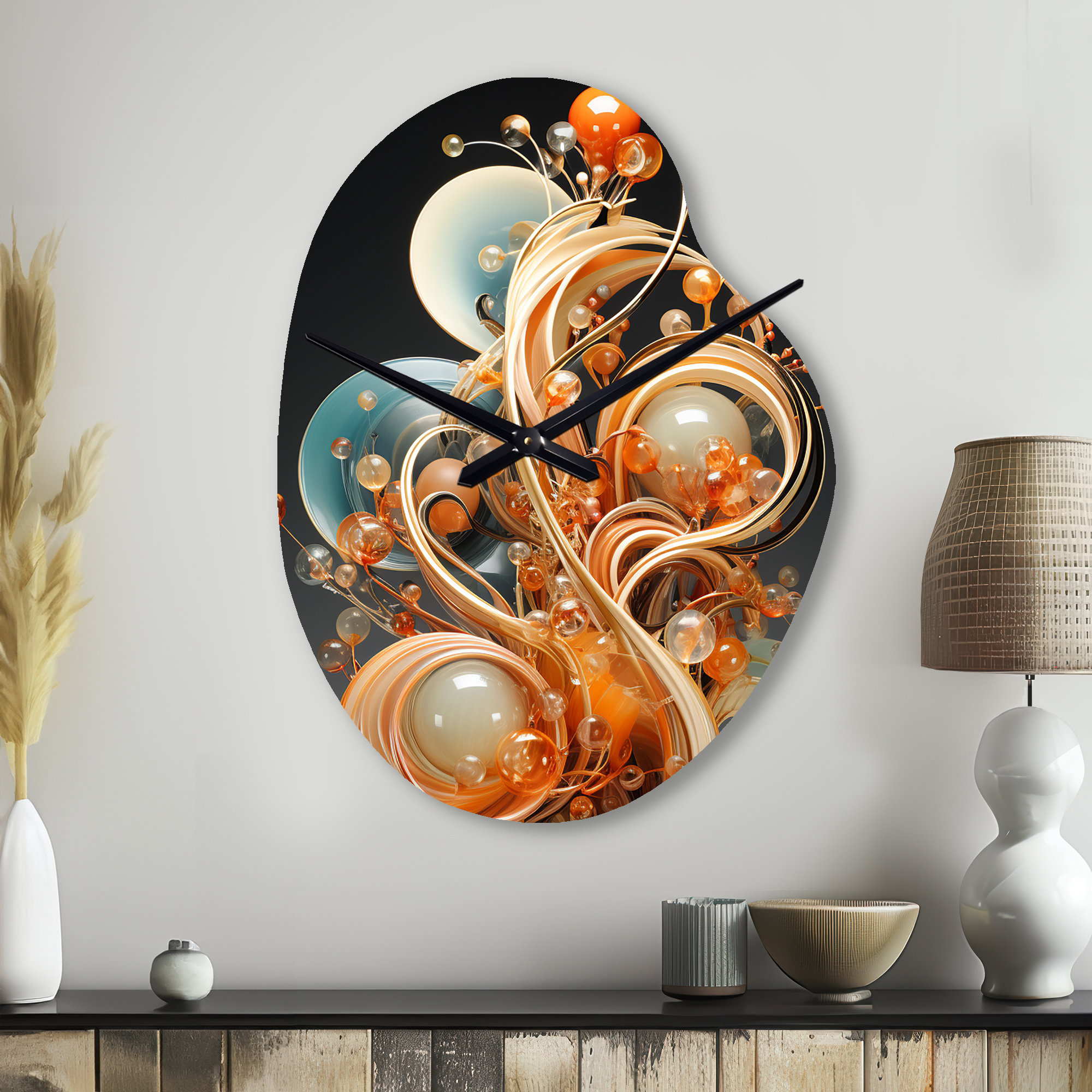 Design Art Gold Wire Sculpture - Asymmetrical Abstract Spirals Metal ...