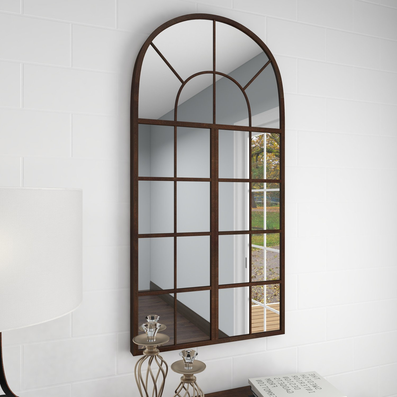 Ophelia & Co. Metal Arched Window Pane Wall Mirror & Reviews | Wayfair