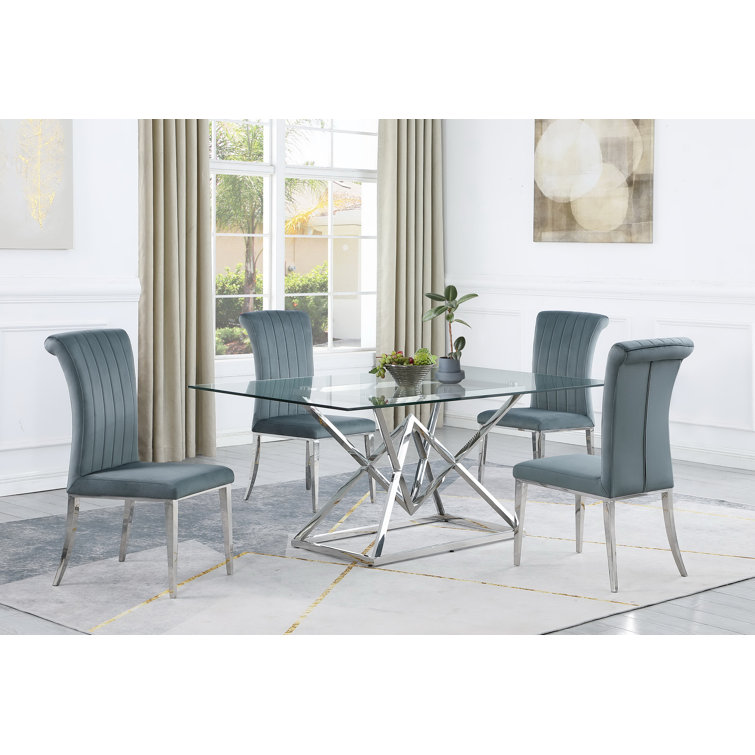 Willa Arlo Interiors Dearing 5 - Piece Glass Top Pedestal Dining Set ...