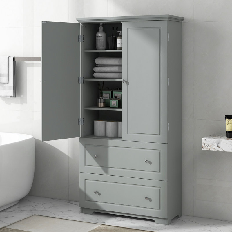Wildon Home® Bajric Wide Bathroom Storage Cabinet with 2 Drawers ...