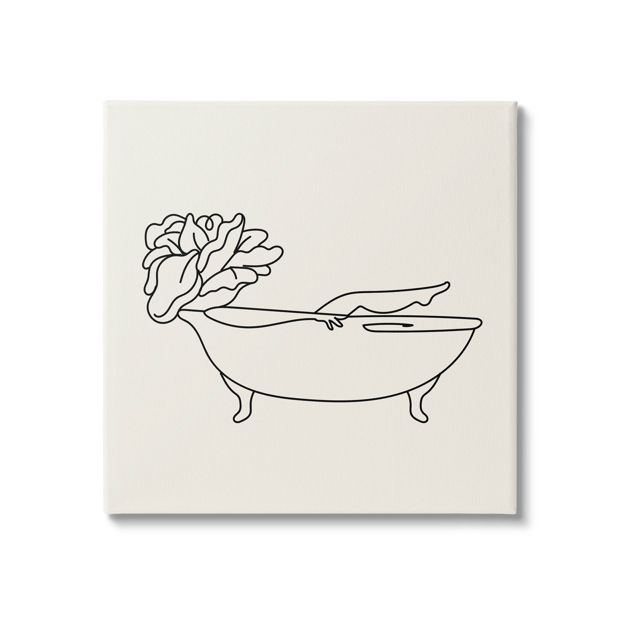 Stupell Industries Floral Person Bathing Line Doodle Canvas Wall Art By ...