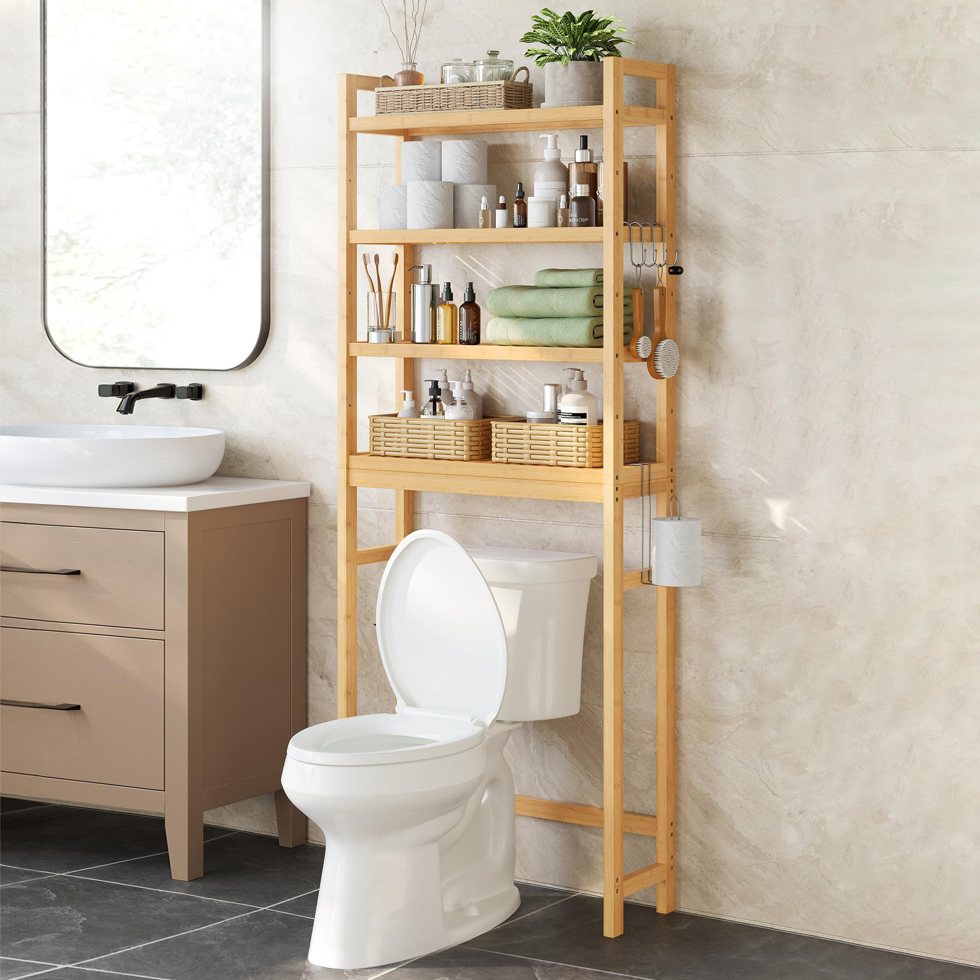 Rebrilliant 4-Tier Over Toilet Bathroom Storage Rack | Wayfair