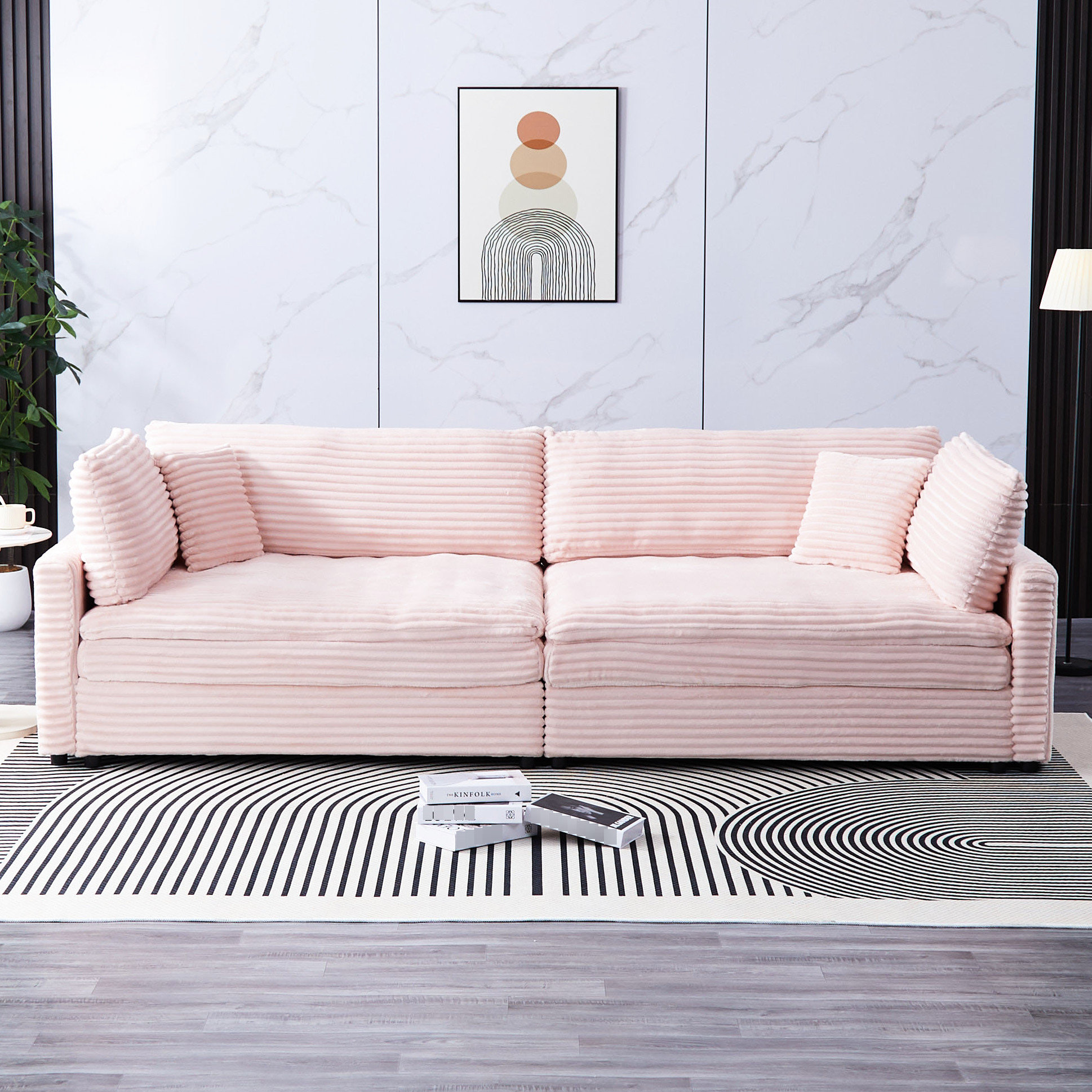 Latitude Run® 112 - Inch Corduroy In Pink Color, Double Layer Cushions ...