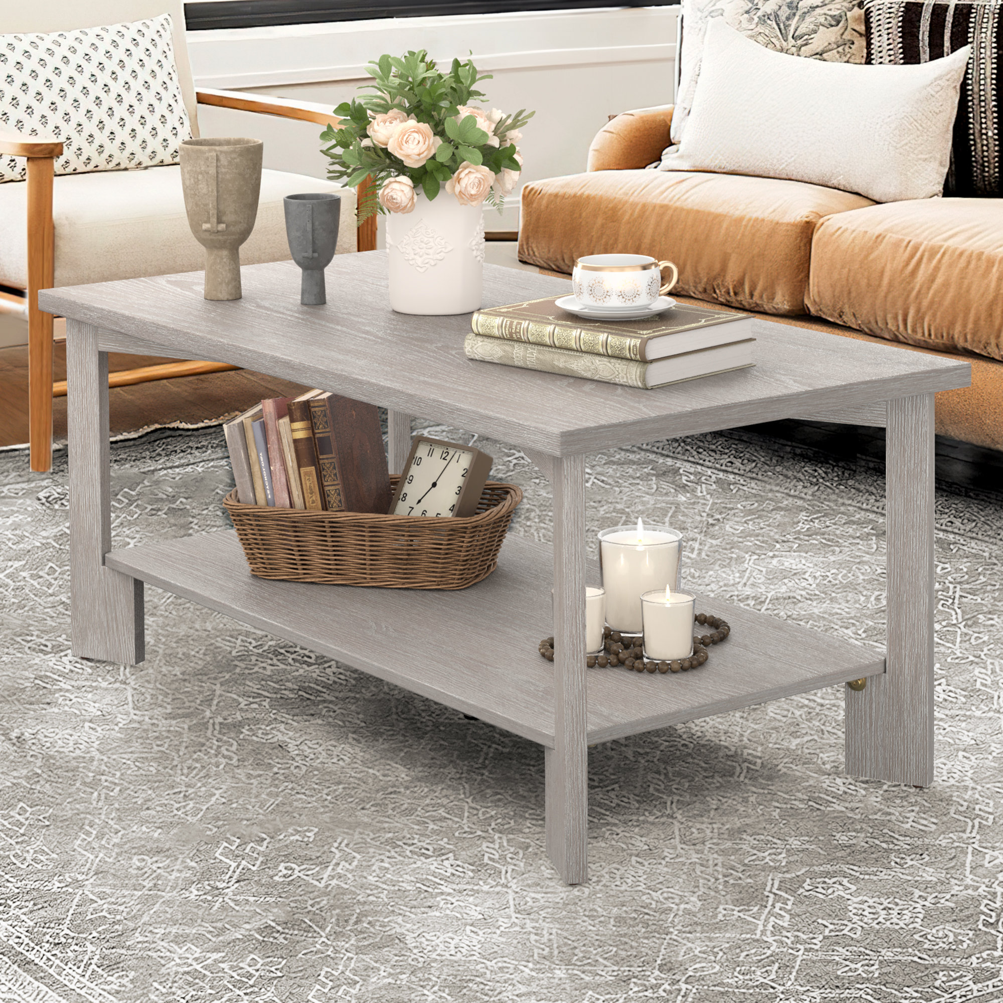 Gracie Oaks 39''W Solid Wood Coffee Table & Reviews | Wayfair