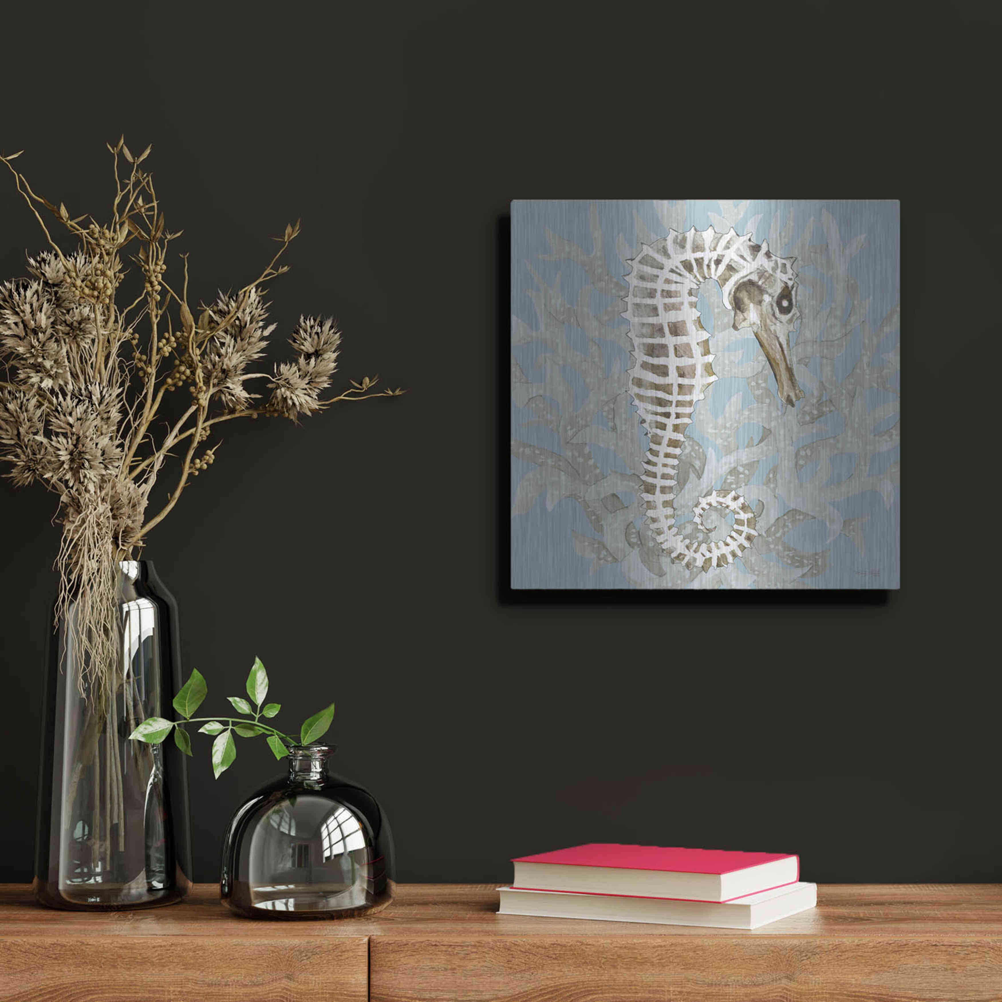 Luxe Metal Art 'Coral Seahorse I' By Cindy Jacobs, " Coral Seahorse I ...