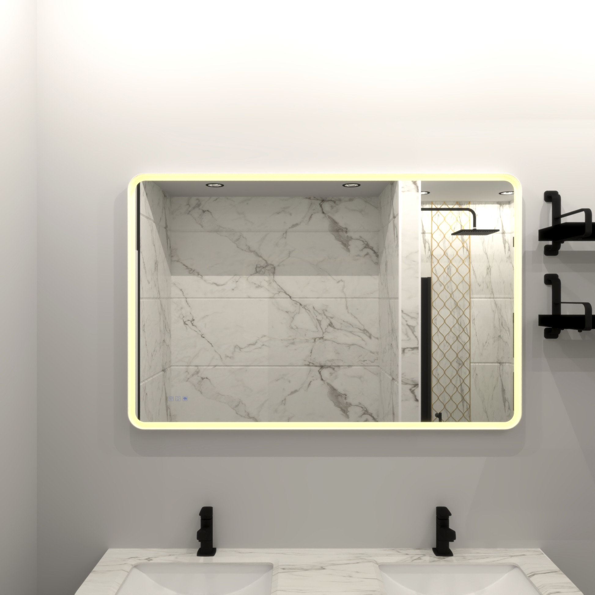 Ivy Bronx White Iron Frame Fog Led Bathroom Vanity Mirror - Over 3000 ...